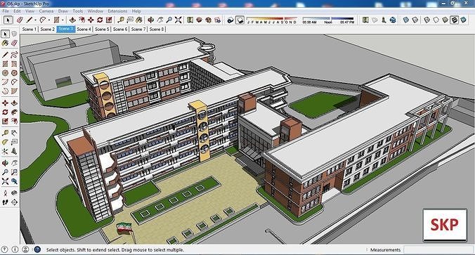 Sketchup School and University G6 3D model | CGTrader