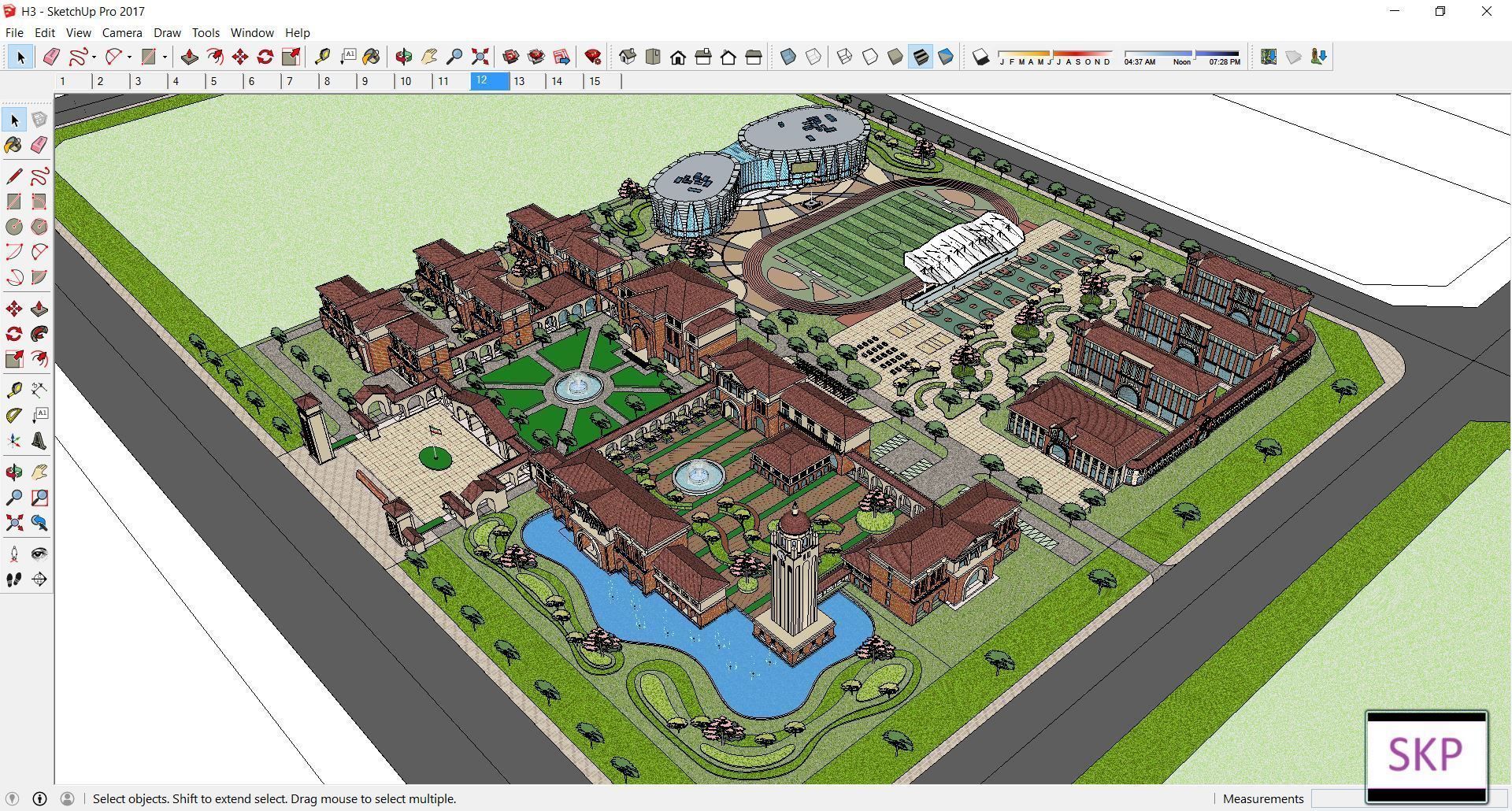 Sketchup School and University H3 free 3D model | CGTrader