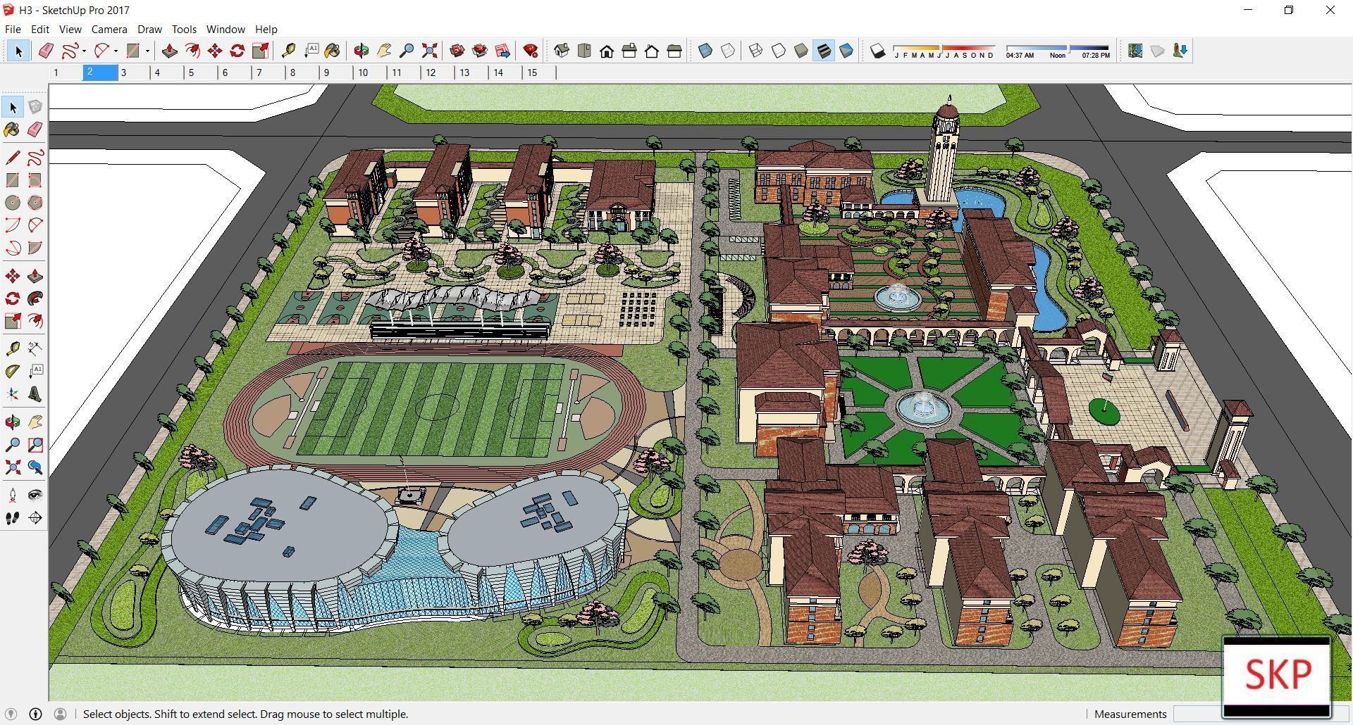 Sketchup School and University H3 free 3D model | CGTrader