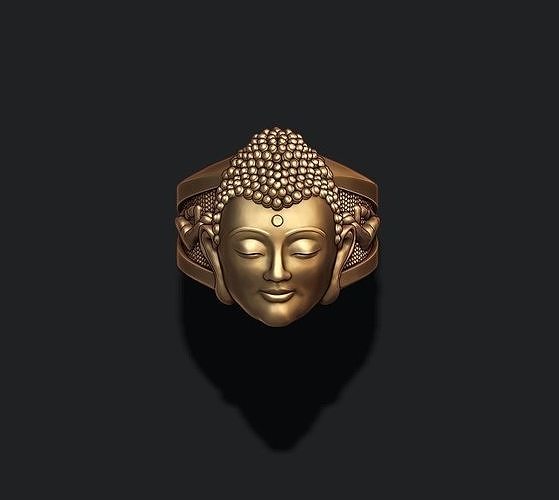 Buddha head ring 3D model 3D printable | CGTrader