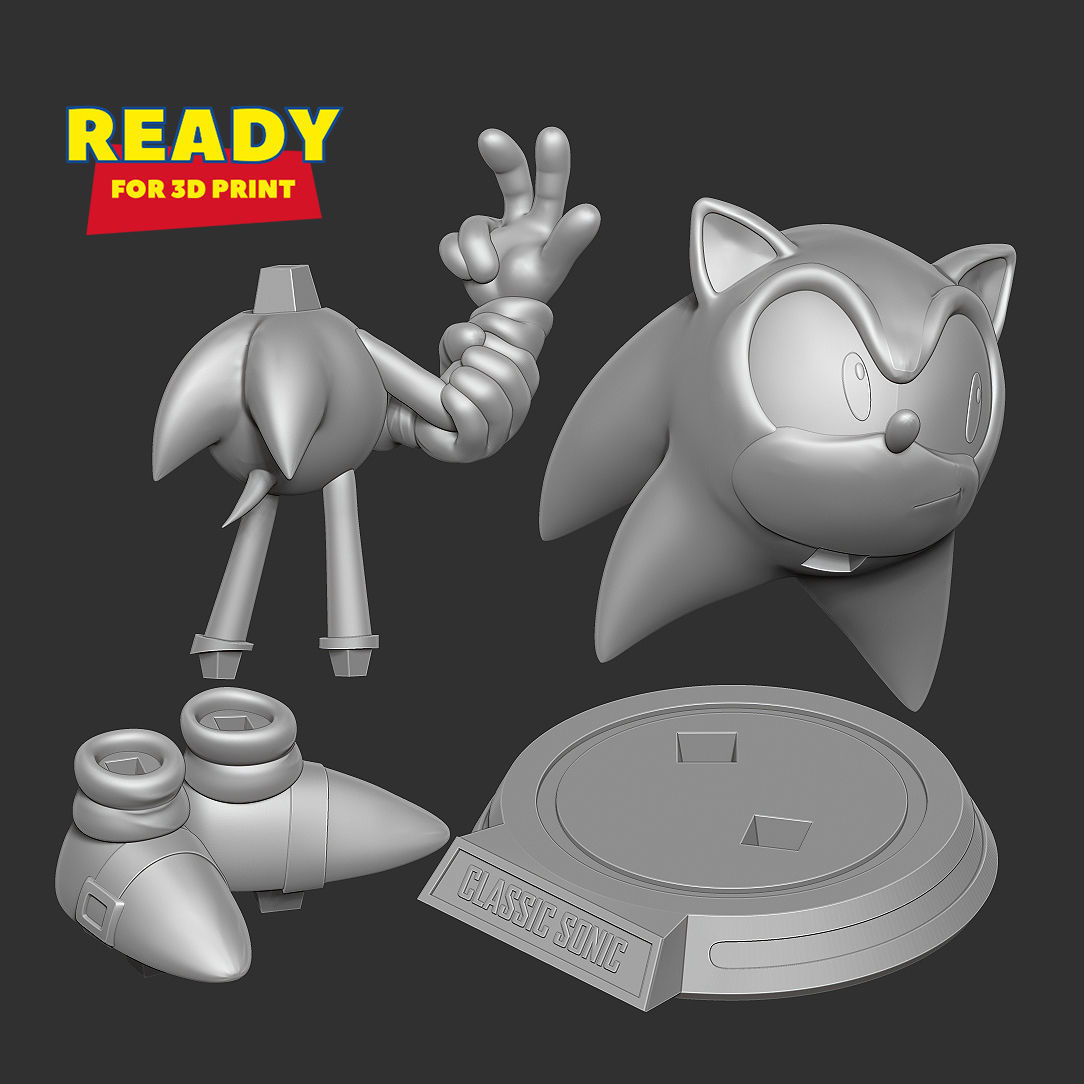 Classic Sonic the hedgehog 3D model 3D printable | CGTrader