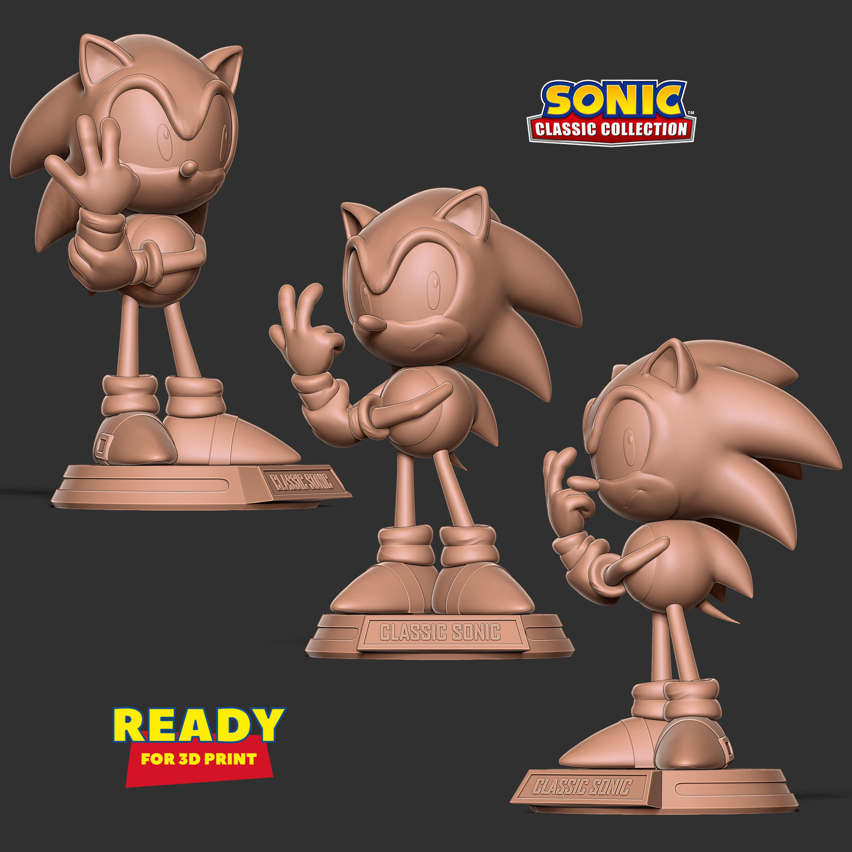 Classic Sonic the hedgehog 3D model 3D printable | CGTrader