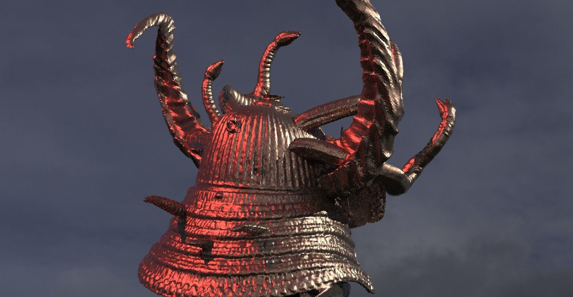 Samurai fantasy helmet horned snakes 3D model | CGTrader
