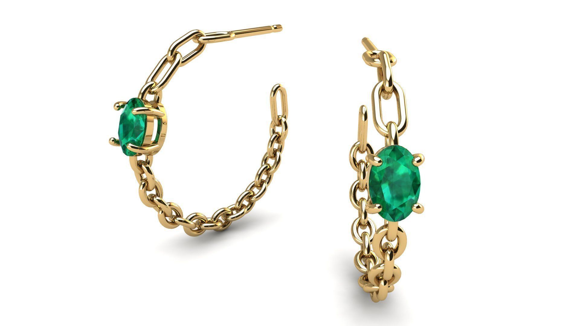 Chain Earrings diameter 25 mm with Gemstone 3D Model Collection | CGTrader