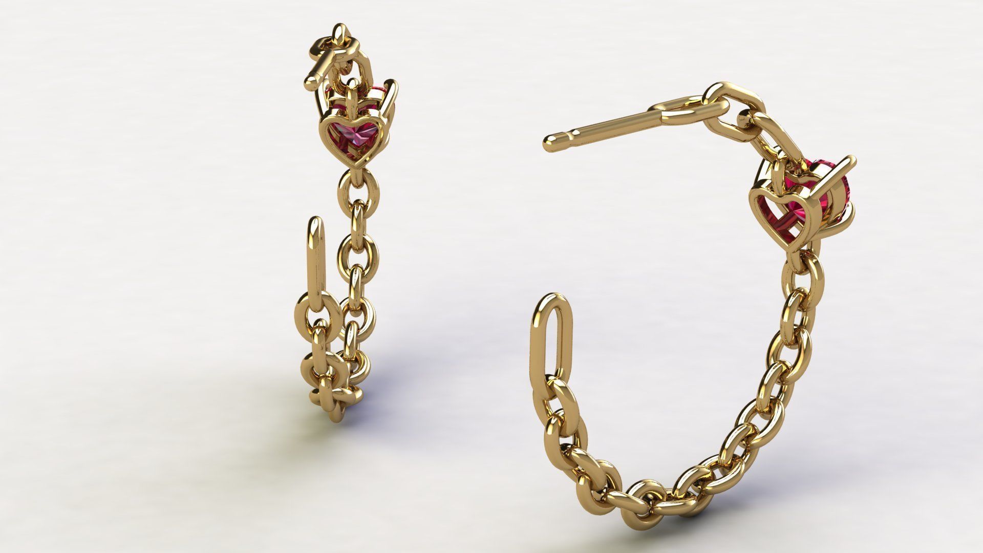 Chain Earrings diameter 25 mm with Gemstone 3D Model Collection | CGTrader