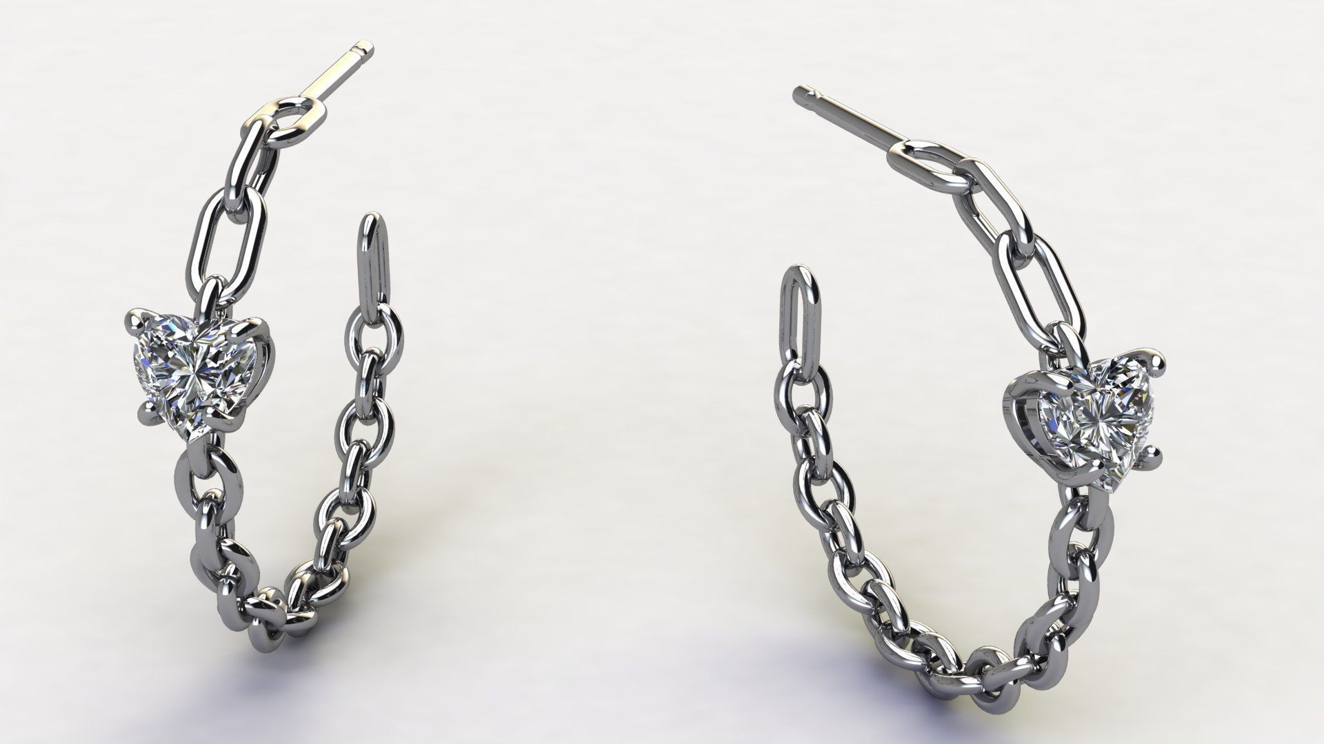 Chain Earrings diameter 25 mm with Gemstone 3D Model Collection | CGTrader