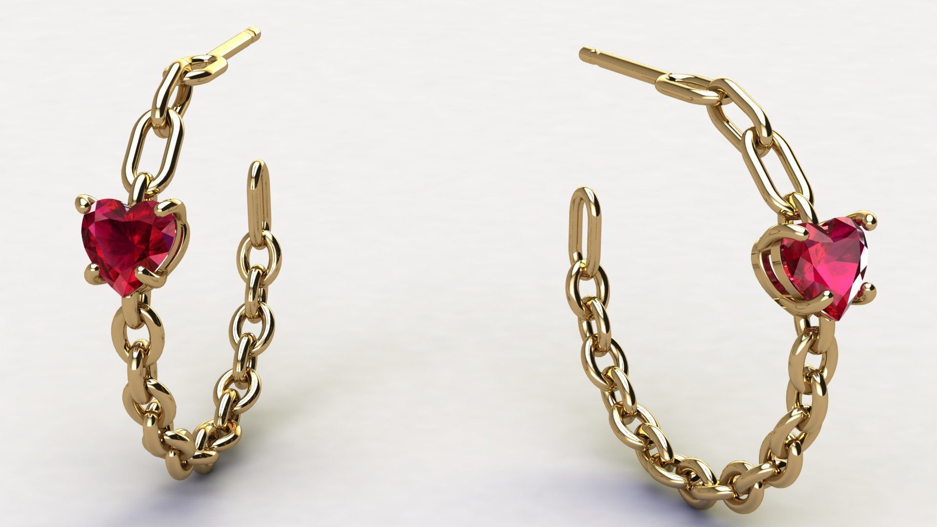 Chain Earrings diameter 25 mm with Gemstone 3D Model Collection | CGTrader