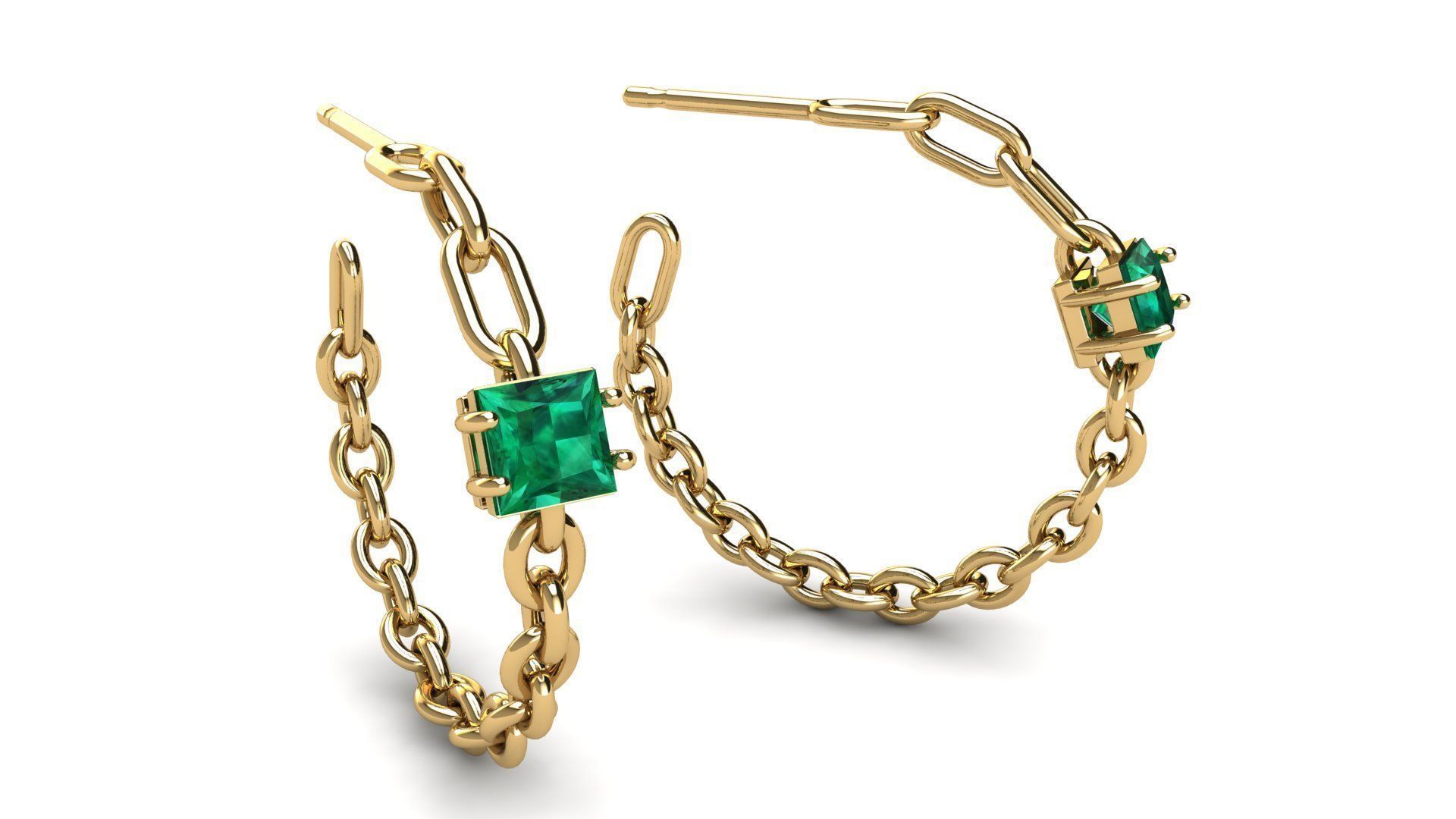 Chain Earrings diameter 25 mm with Gemstone 3D Model Collection | CGTrader