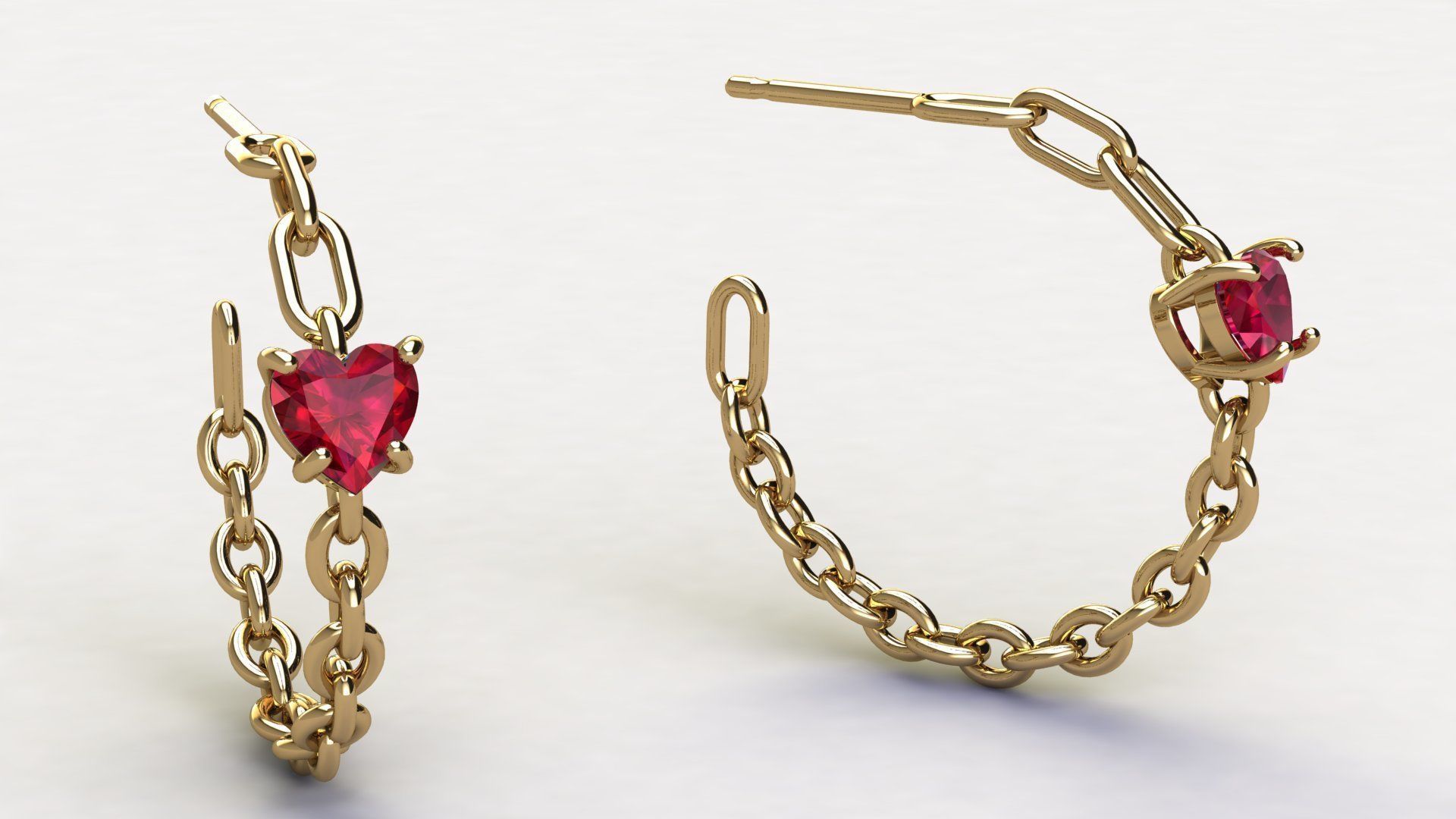 Chain Earrings diameter 25 mm with Gemstone 3D Model Collection | CGTrader