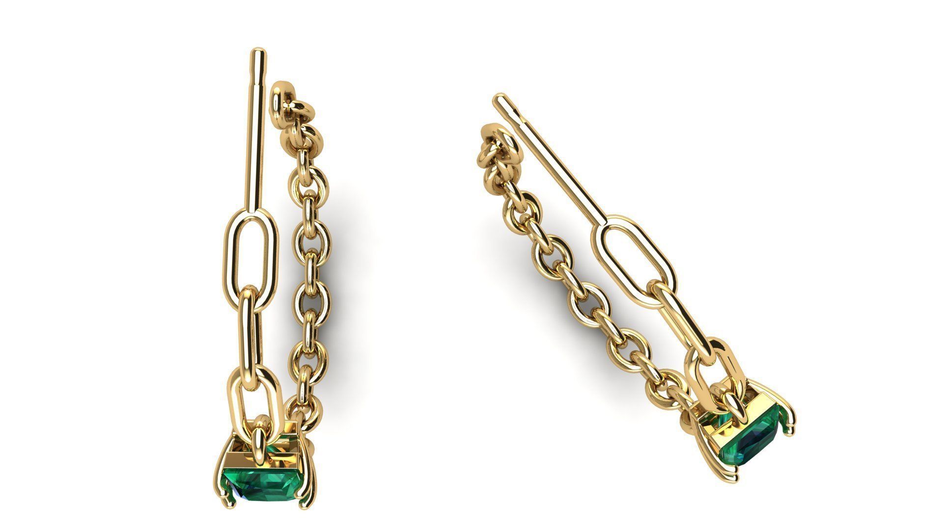 Chain Earrings diameter 25 mm with Gemstone 3D Model Collection | CGTrader
