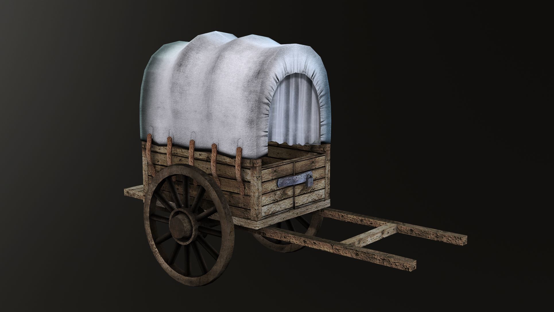 Wooden Cart low poly -3D model 3D model | CGTrader