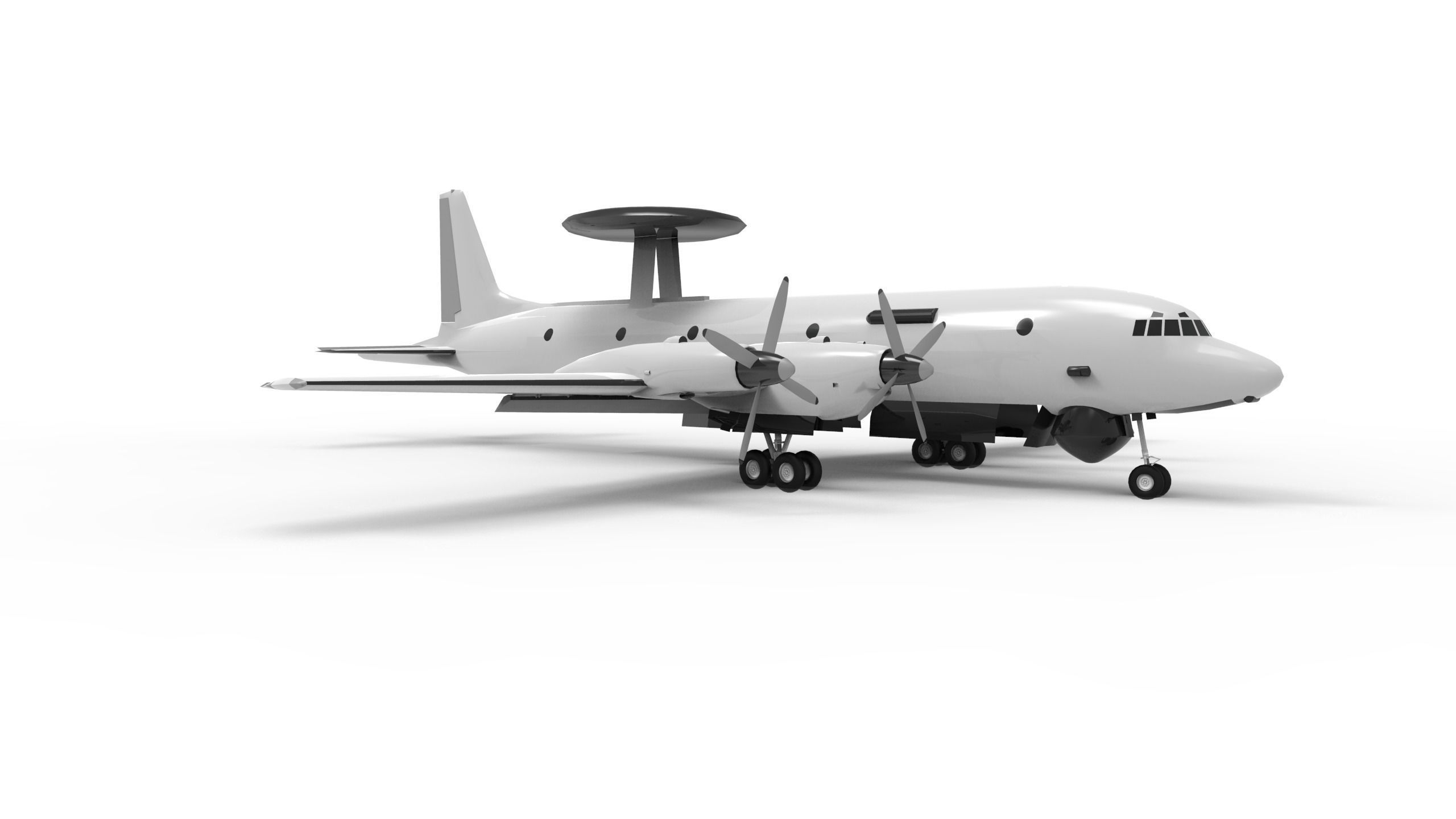 3D model AWACS propeller plane VR / AR / low-poly | CGTrader
