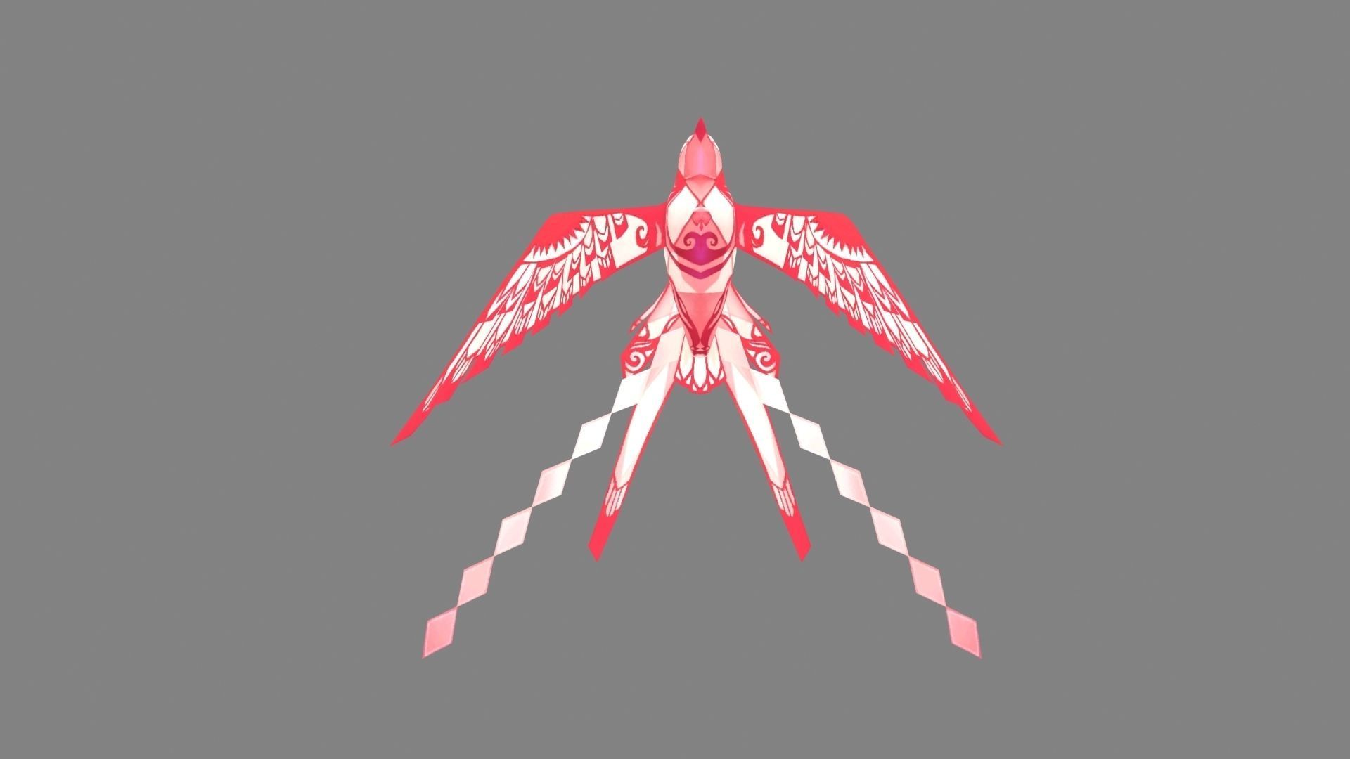 3D model cartoon origami magpie kite - paper bird VR / AR / low-poly ...