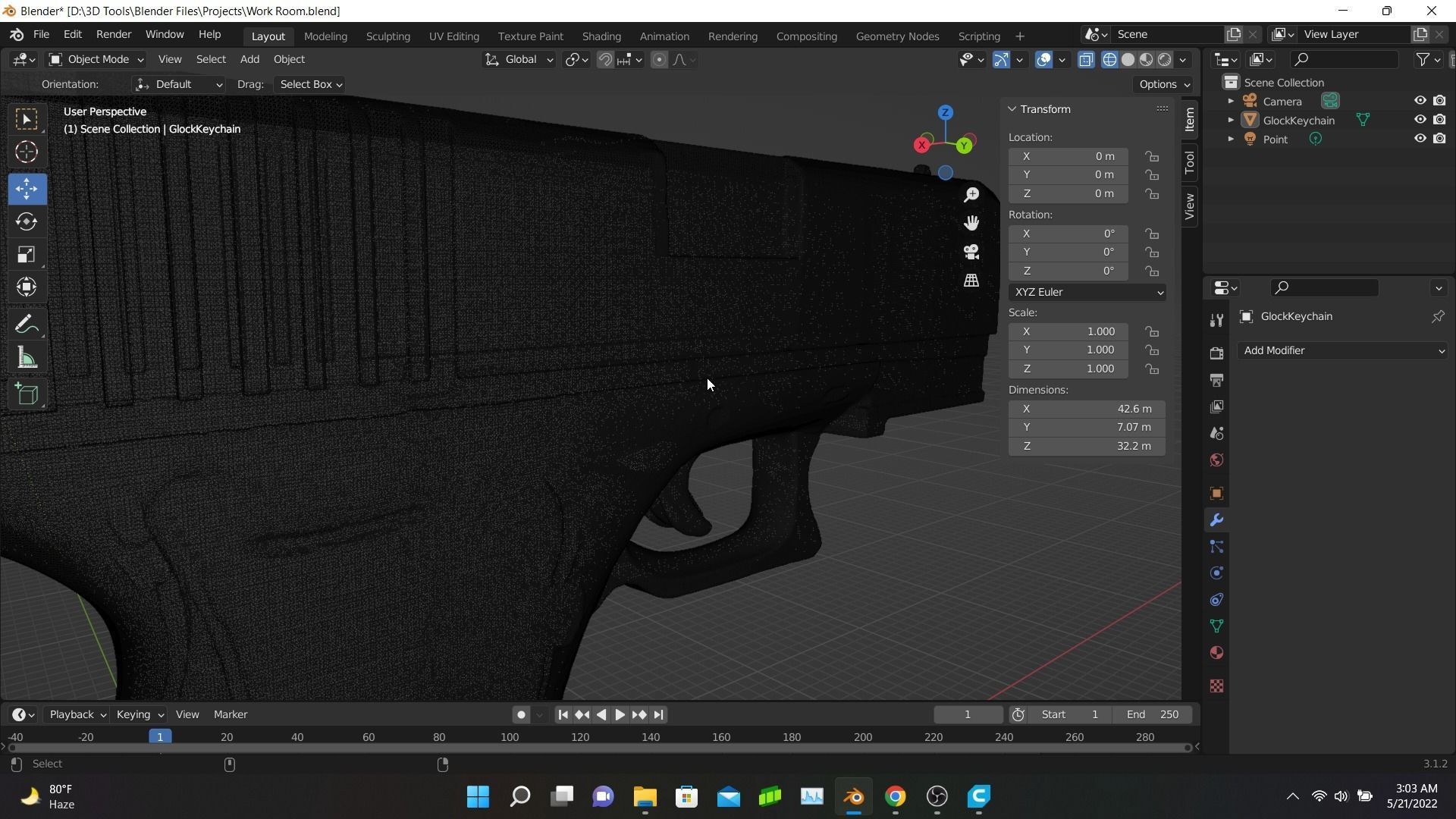 Glock KeyChain 3D model 3D printable | CGTrader