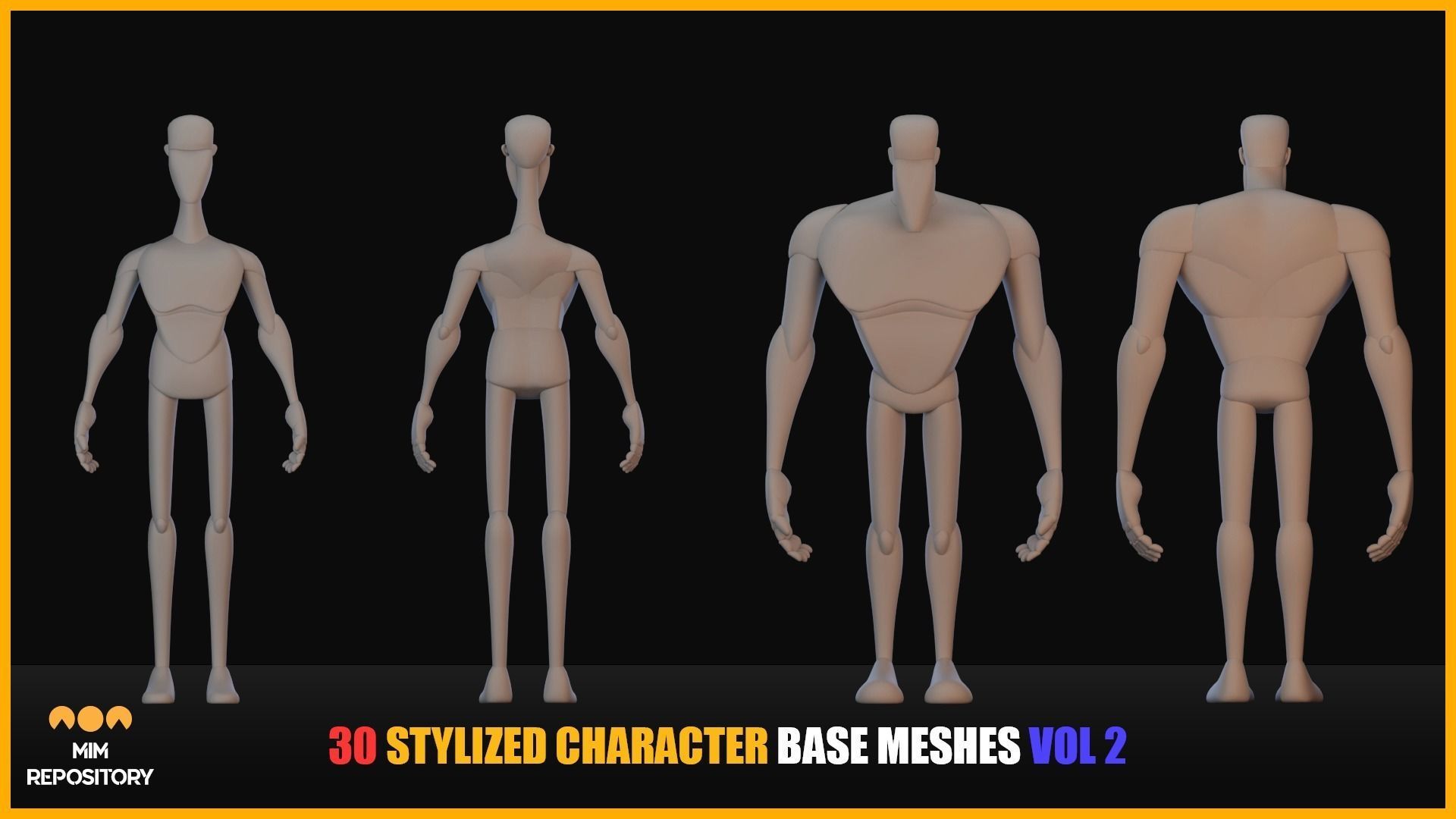 30 stylized character Base Meshes vol 2 3D model | CGTrader