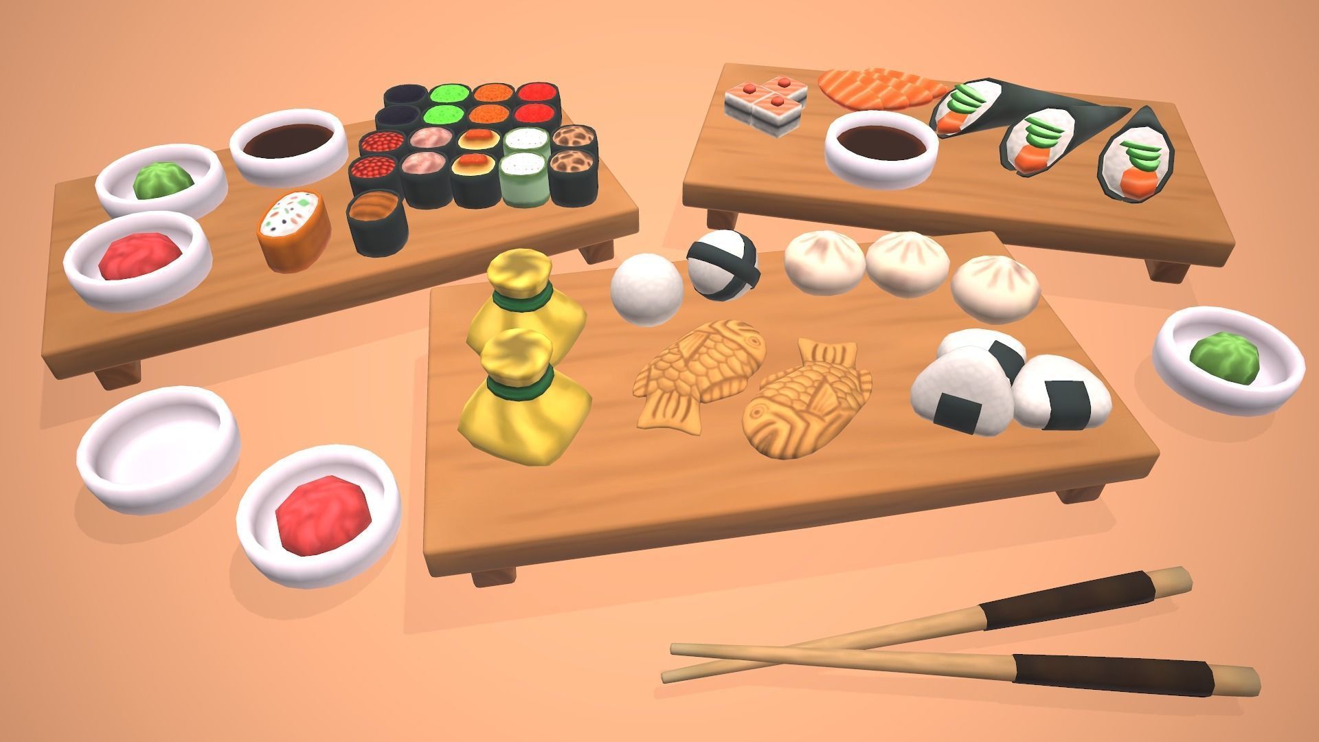 3D model Sushi - Stylized Food Pack VR / AR / low-poly | CGTrader