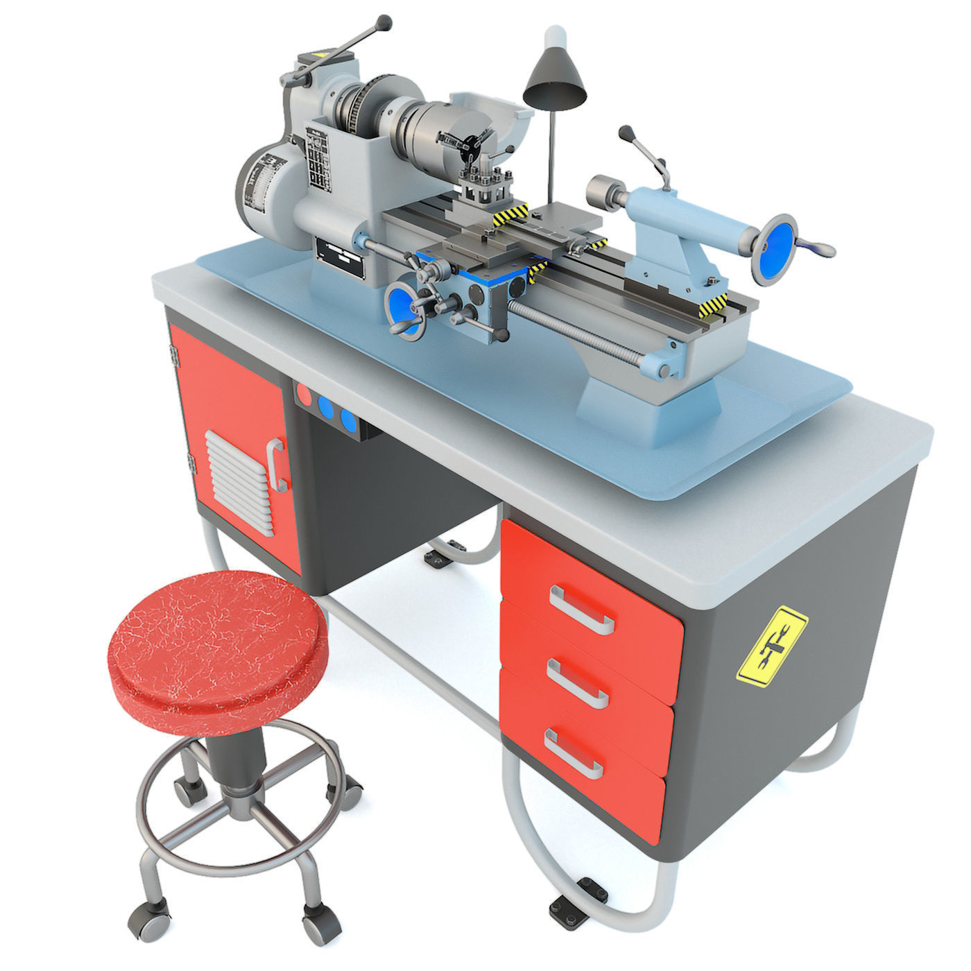 MN-80 Industrial desktop lathe machine tool 3D model | CGTrader