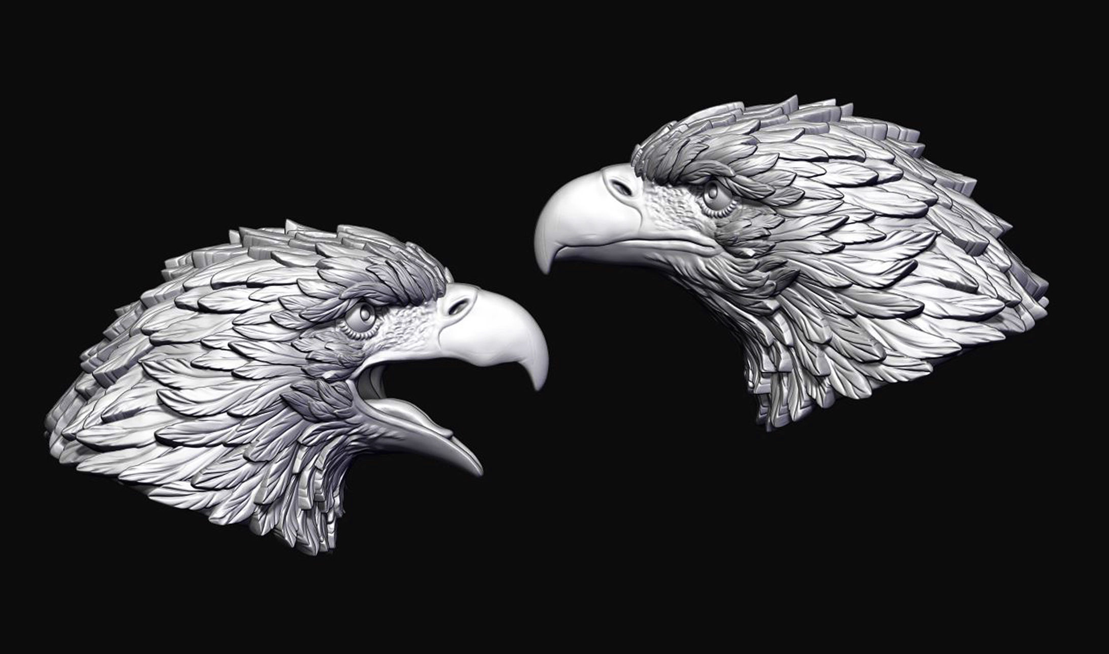 Detailed Eagle Heads 3D model 3D printable | CGTrader