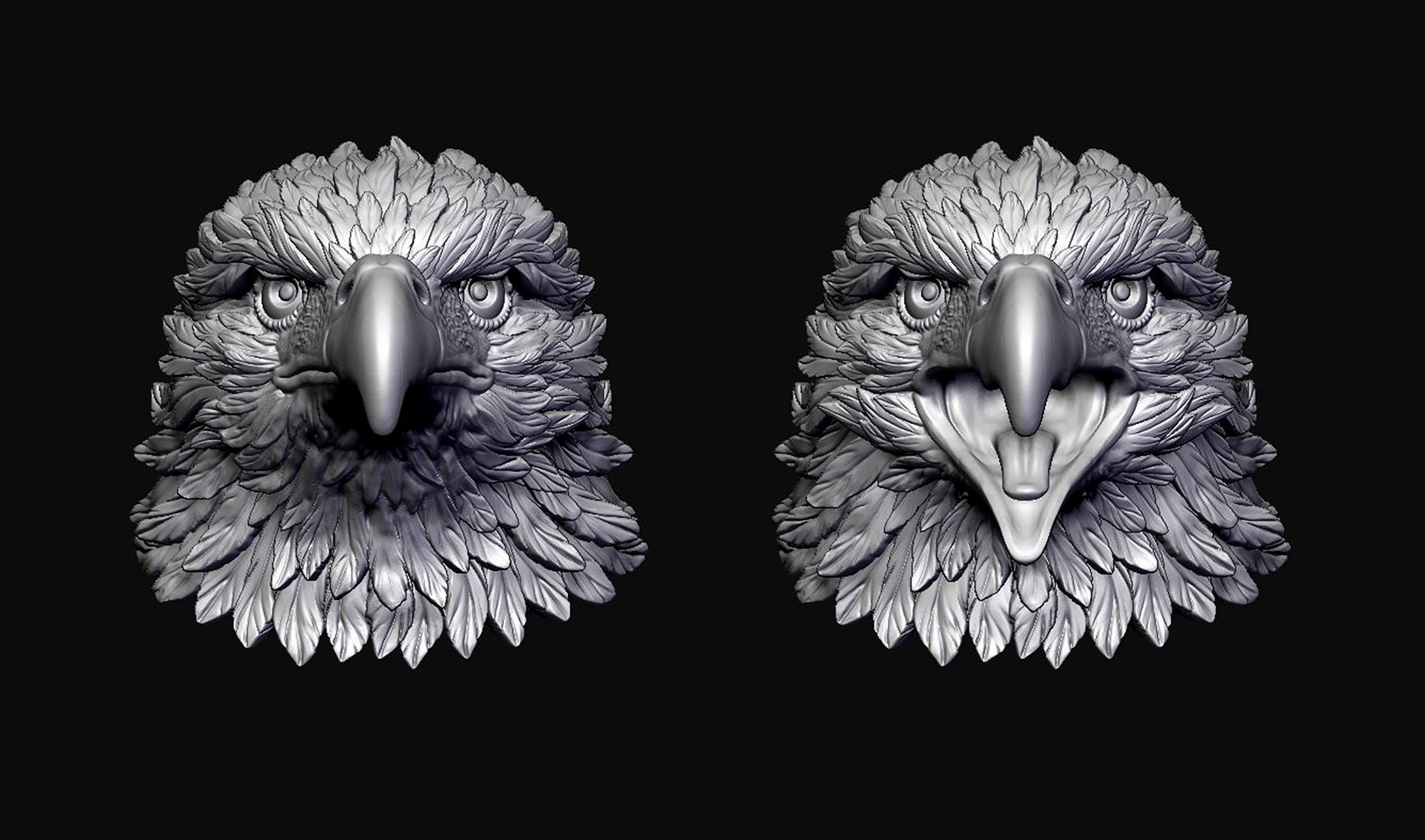 Detailed Eagle Heads 3D model 3D printable | CGTrader