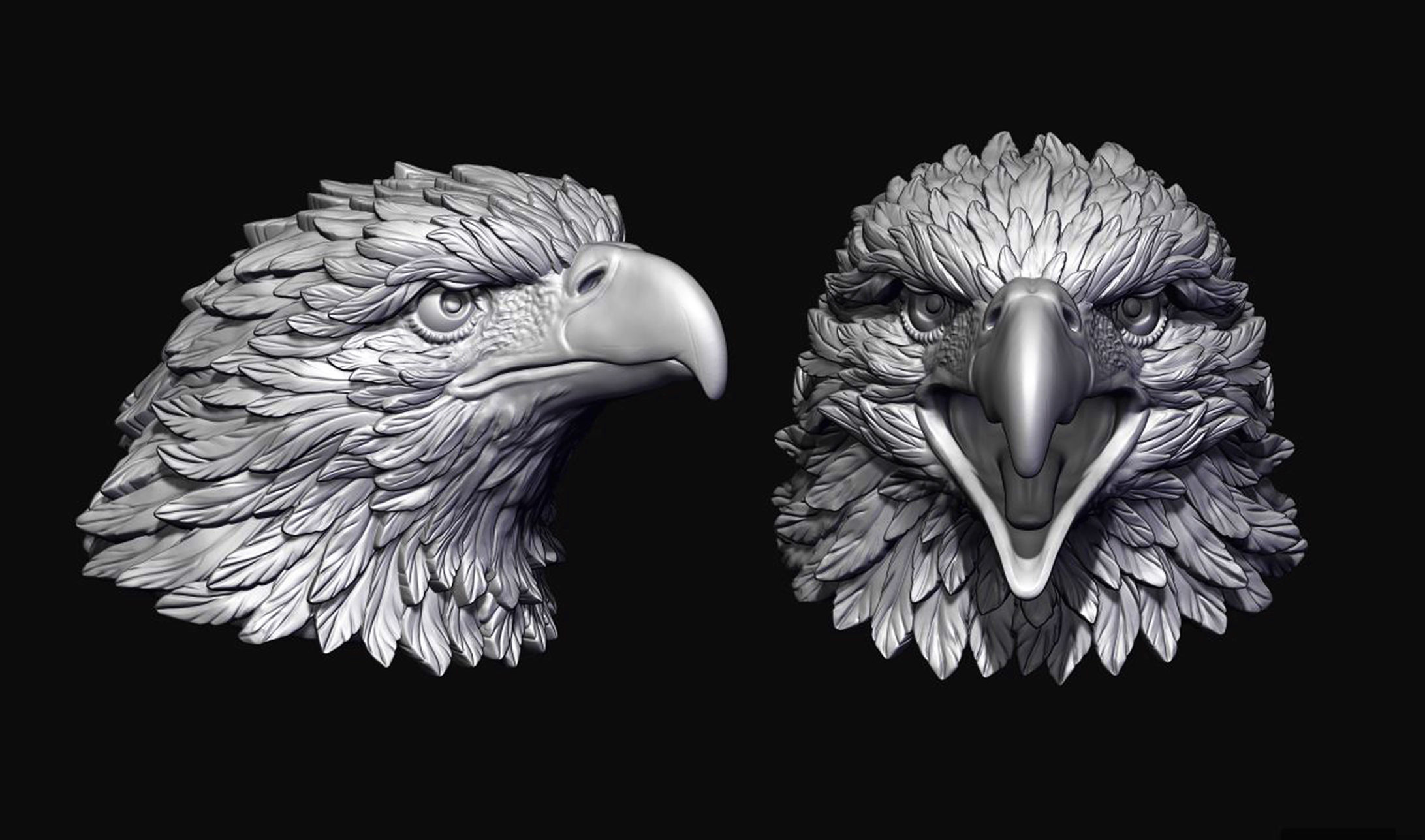 Detailed Eagle Heads 3D model 3D printable | CGTrader