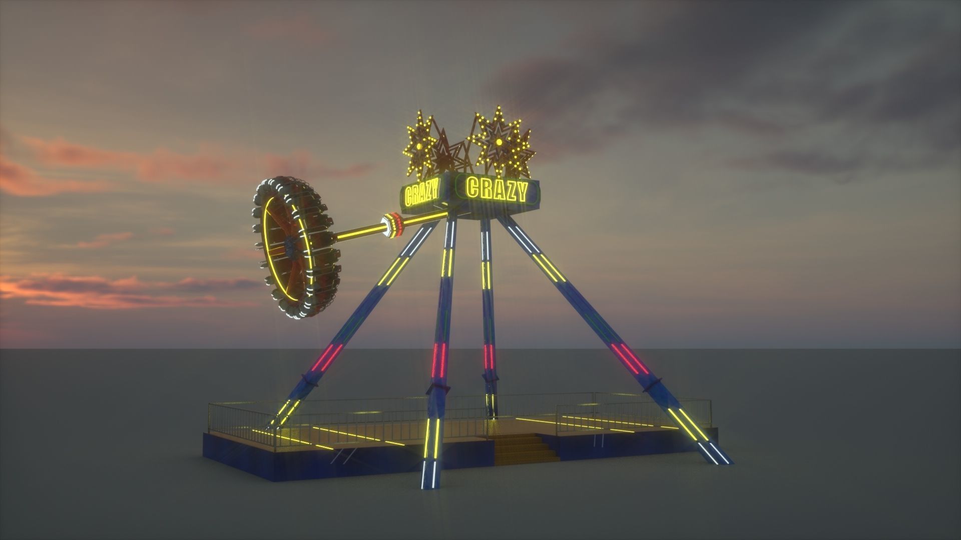 3D Funfair Crazy Vertical Rider model 3D model | CGTrader