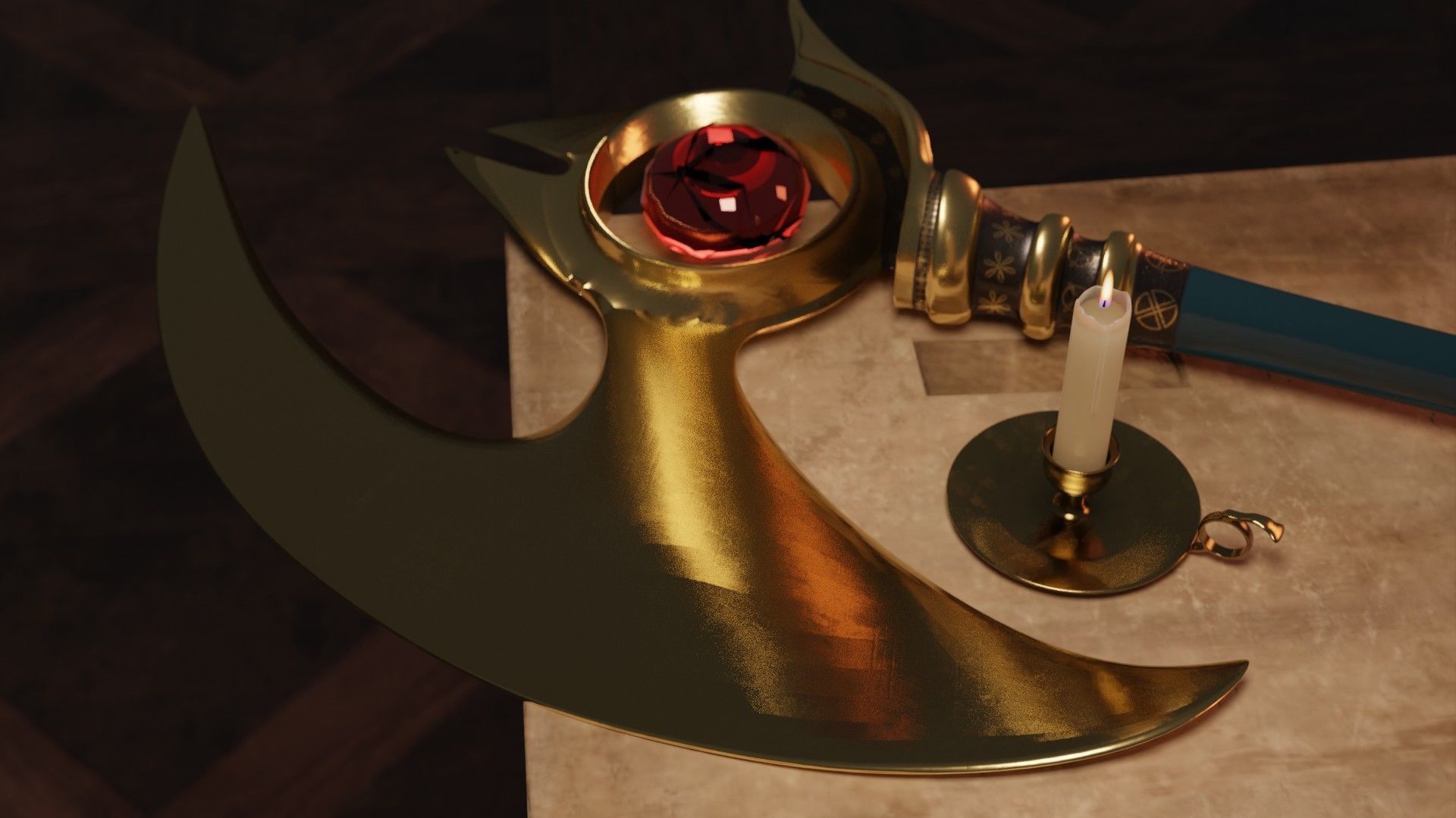 Fantasy Gold Glave 3D model | CGTrader