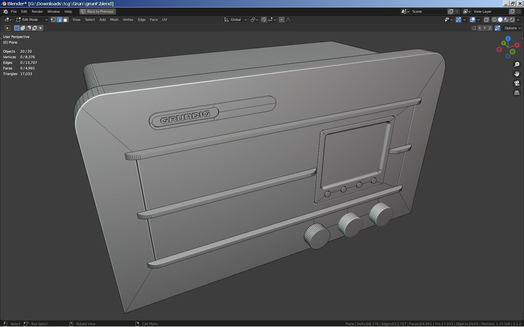 Grundig Heinzelmann Radio - Blender 3D model 3D model | CGTrader