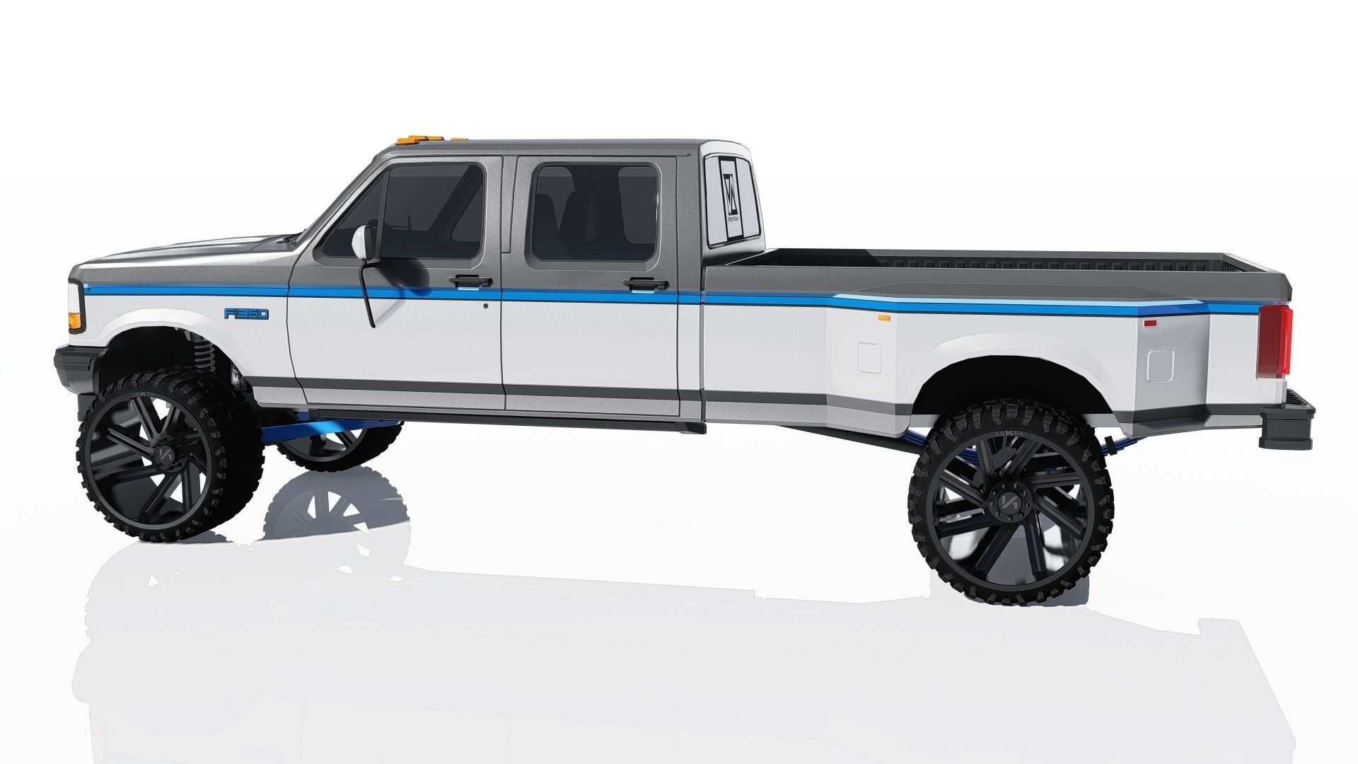 OBS Ford F350 Crew Cab Dually 1992 3D model | CGTrader