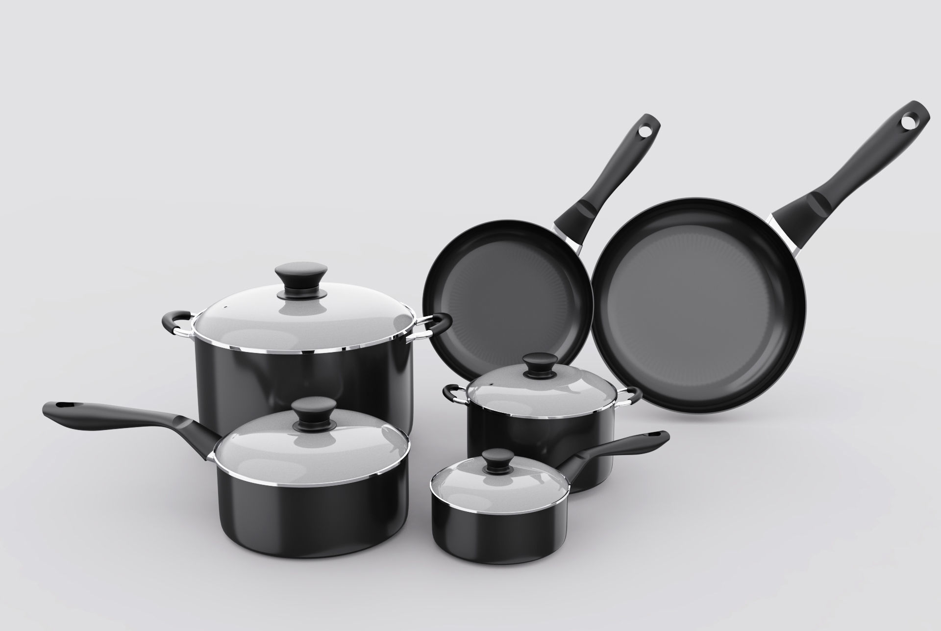 3D model Non-Stick-Kitchen-Accessories set of pots and pans VR / AR ...