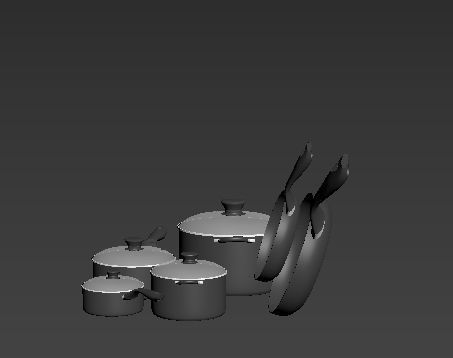 3D model Non-Stick-Kitchen-Accessories set of pots and pans VR / AR ...