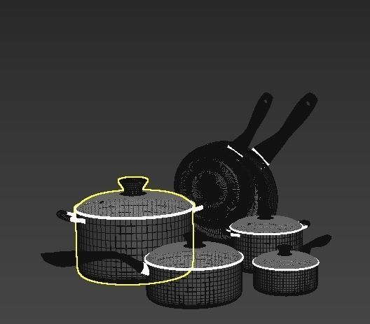 3D model Non-Stick-Kitchen-Accessories set of pots and pans VR / AR ...