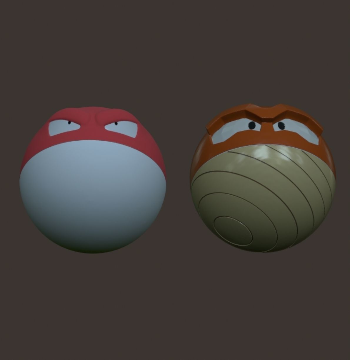 Voltorb and Voltorb Hisuian pokemon high-res 3D model 3D printable ...