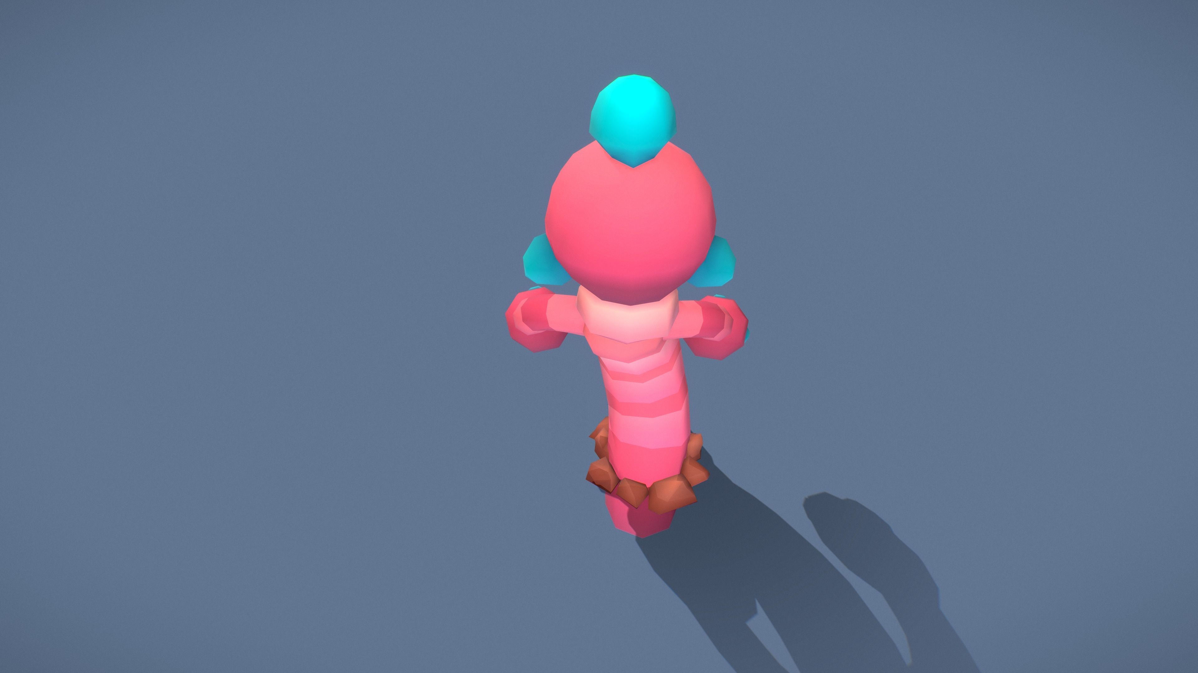 3D model Cartoon Characters - Medium Worm Warrior VR / AR / low-poly ...