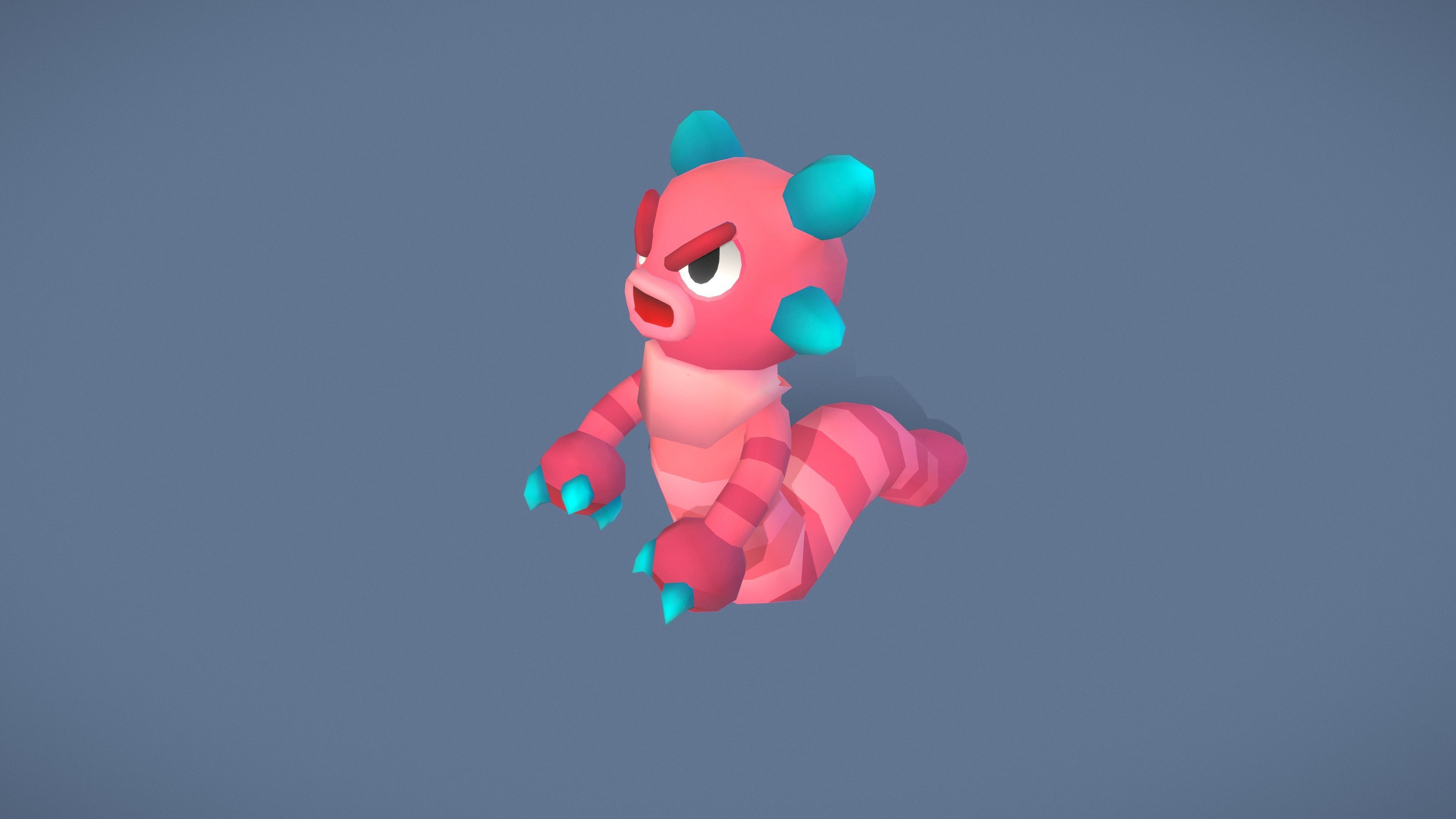 3D model Cartoon Characters - Big Worm Warrior VR / AR / low-poly ...