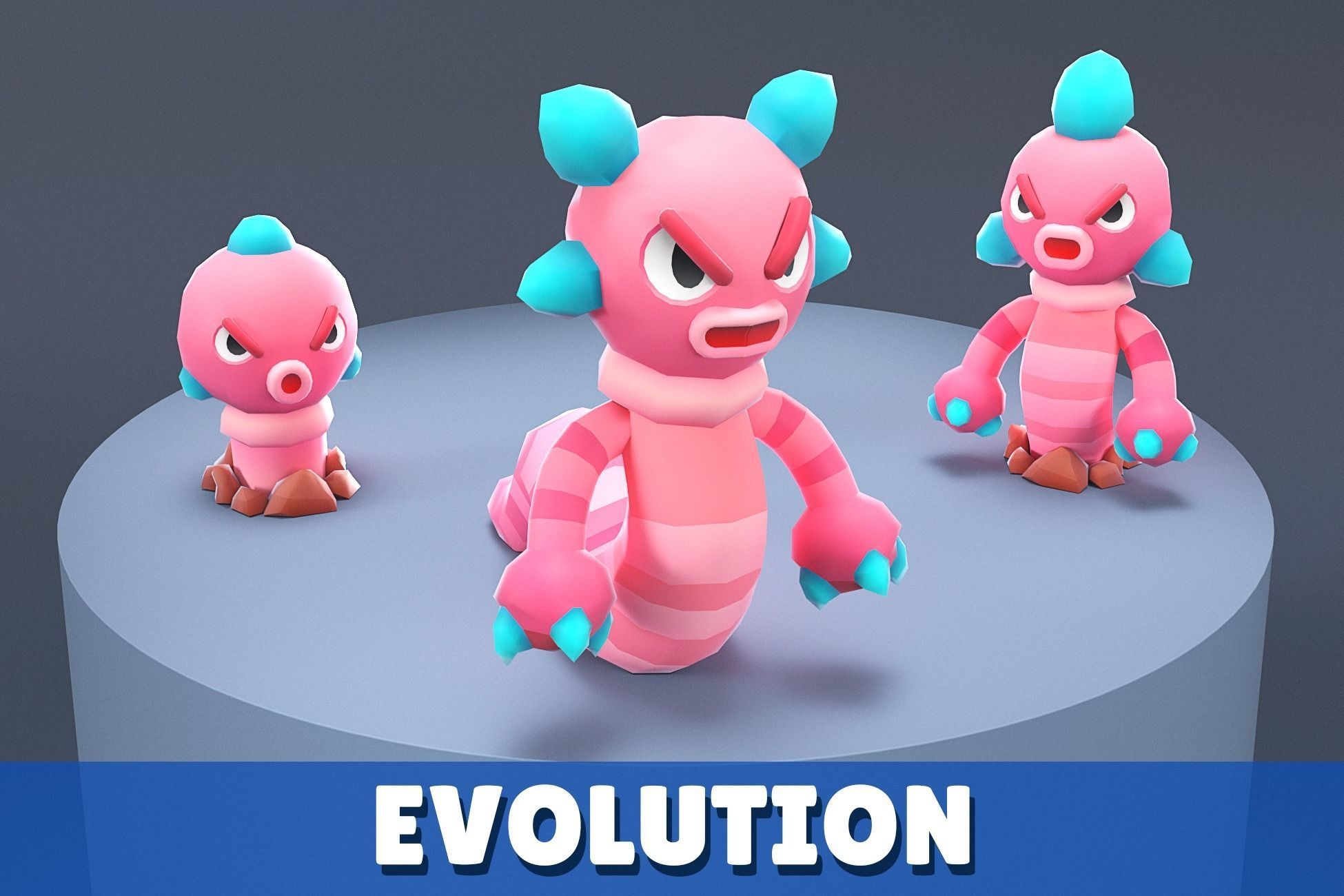 3D model Cartoon Characters - Evolution Worm Warriors VR / AR / low-poly | CGTrader
