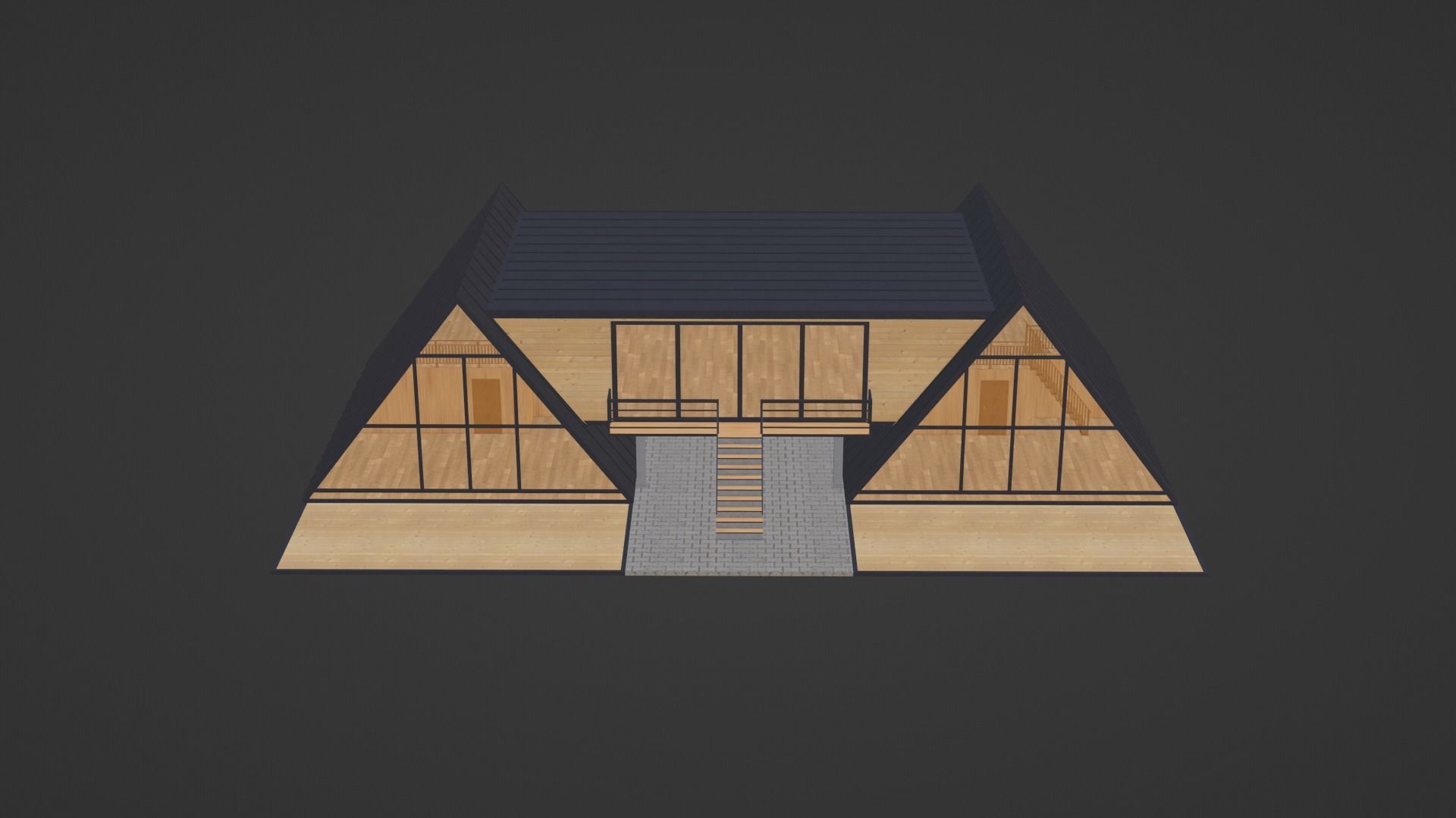 A-frame house double 3D model | CGTrader