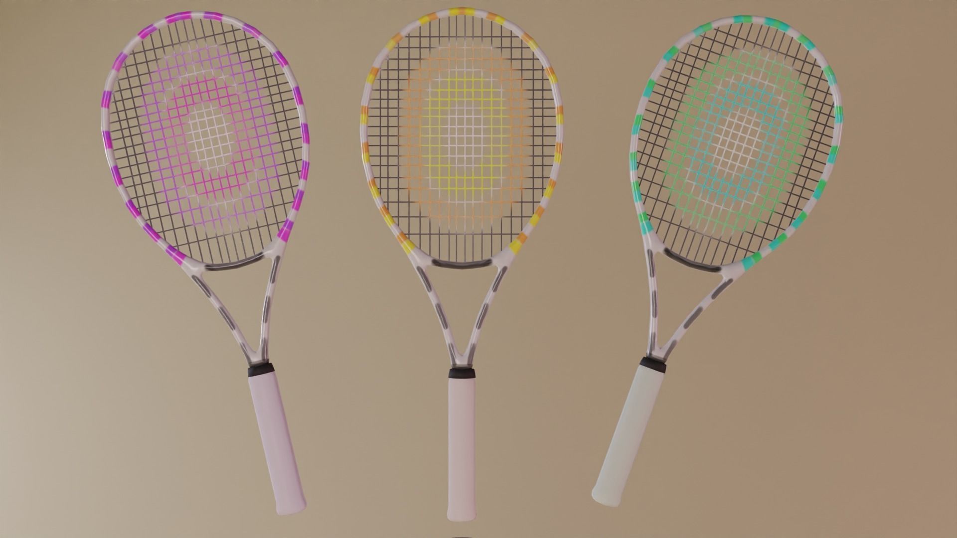 3D model Low Poly Tennis Racket Pack VR / AR / low-poly | CGTrader
