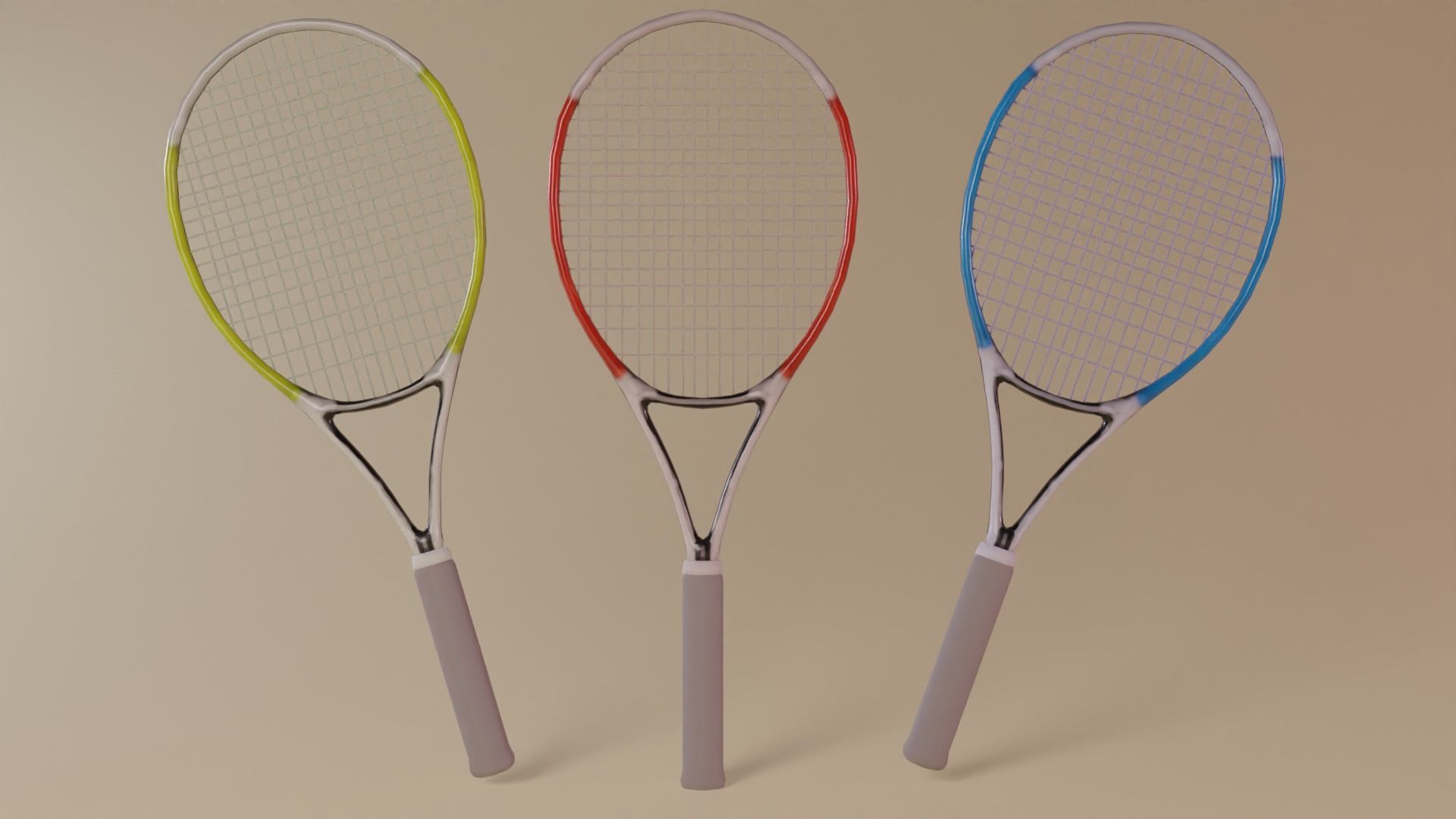 3D model Low Poly Tennis Racket Pack VR / AR / low-poly | CGTrader