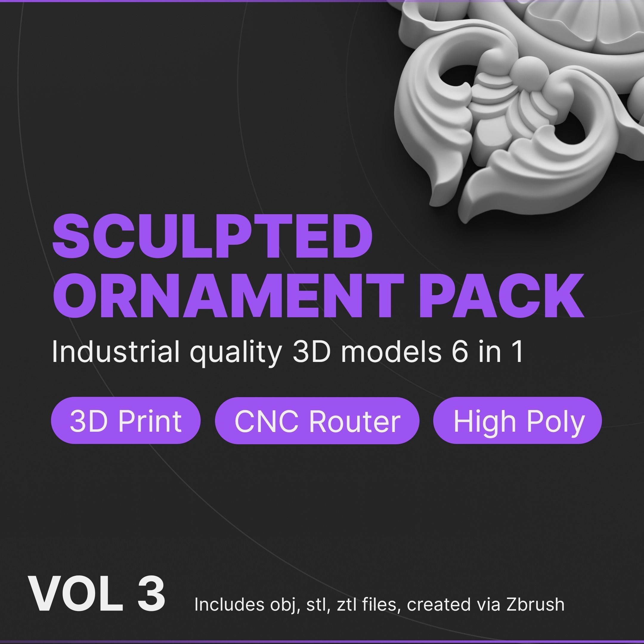 CNC Sculpted Ornament Pack VOL 3 3D model 3D printable | CGTrader