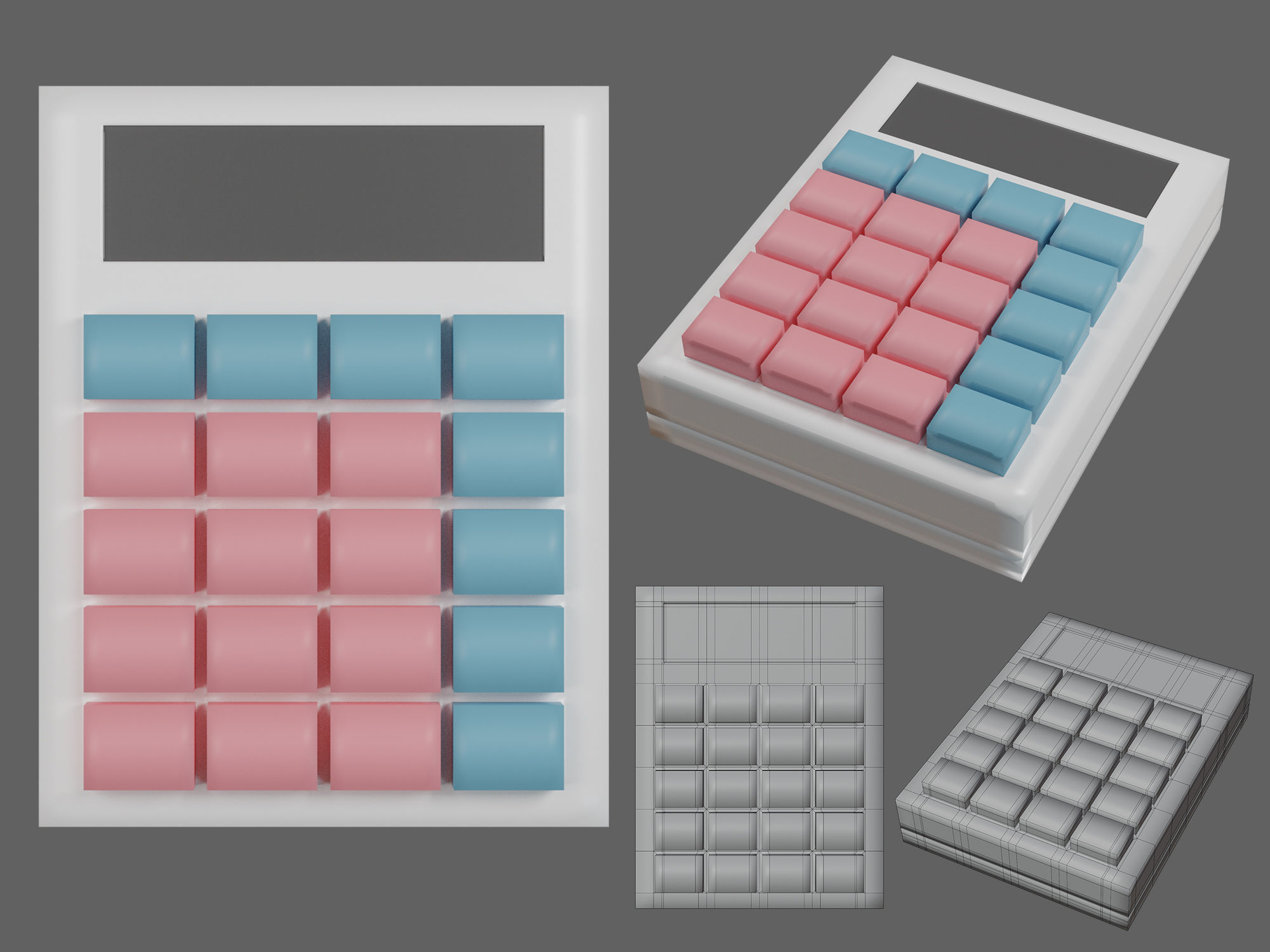 3D model 3D Pastel Calculator VR / AR / low-poly | CGTrader