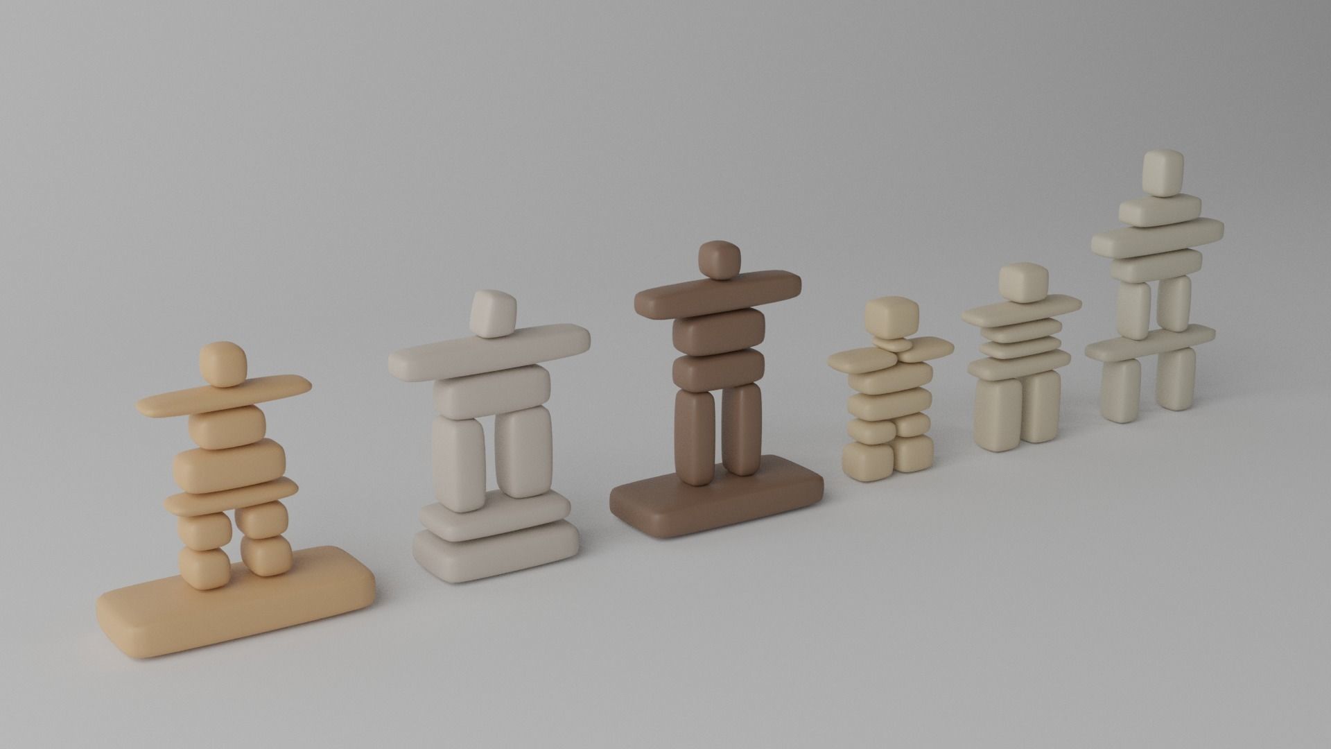 Cartoon Canadian Inukshuks Collection 1 3D model | CGTrader