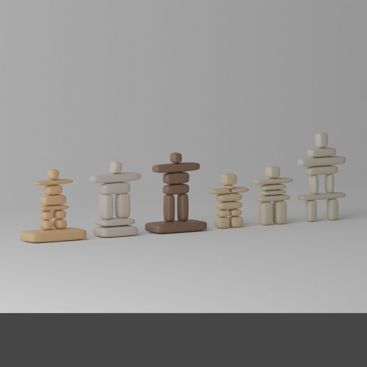 Cartoon Canadian Inukshuks Collection 1 3D model | CGTrader