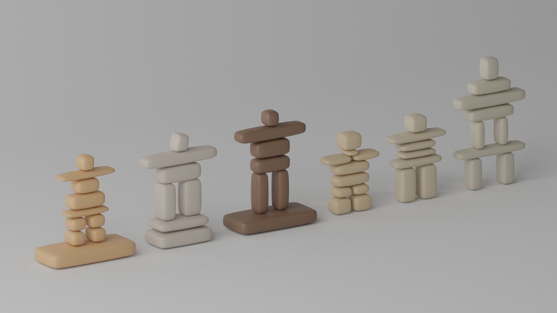 Cartoon Canadian Inukshuks Collection 1 3D model | CGTrader