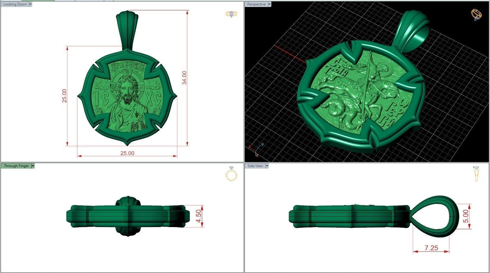 Saint George And Jesus Christ Orthodox Amulet Cross 3D model 3D ...