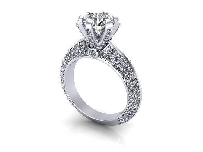 Pave Engagement Ring 3D model | CGTrader