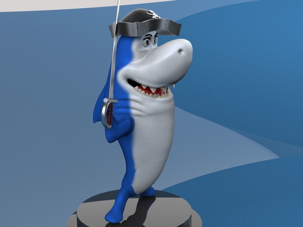 Jabberjaw shark figurine holding sword 3D model 3D printable | CGTrader