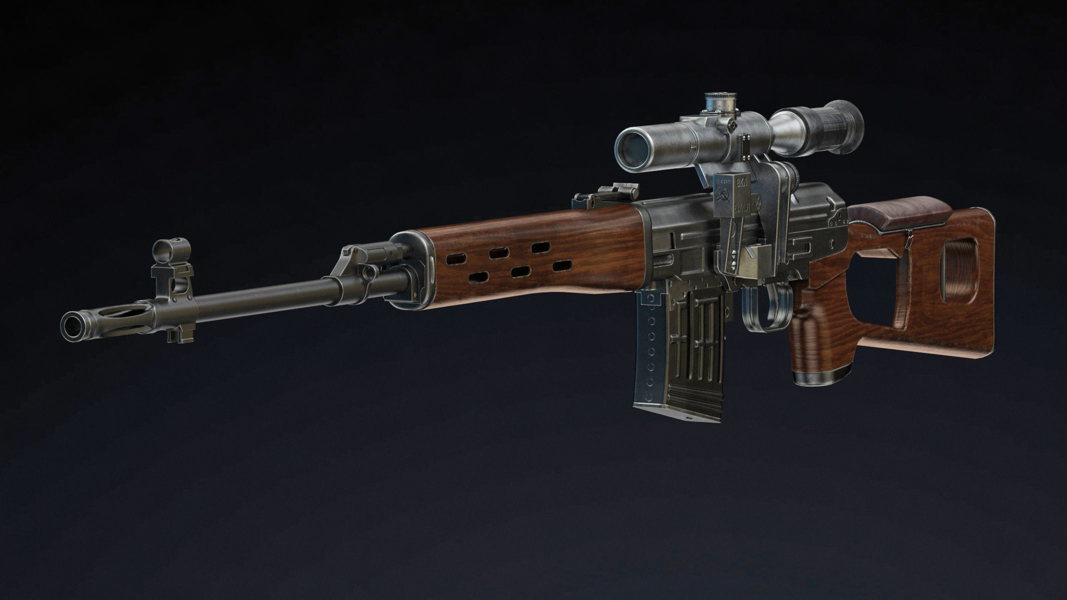 3D model Dragunov Sniper Rifle Low Poly Realistic VR / AR / low-poly ...