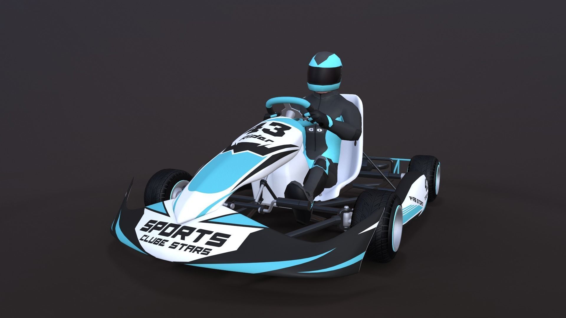 3D model 4LowPolyKartsWithPlayerPack1 go - kart racer VR / AR / low ...