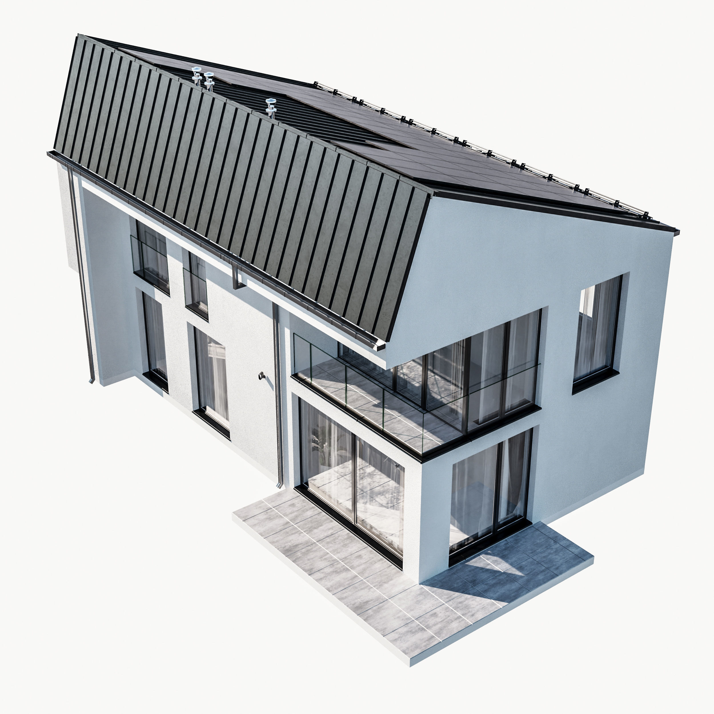 Modern house 20 at night 3D model | CGTrader