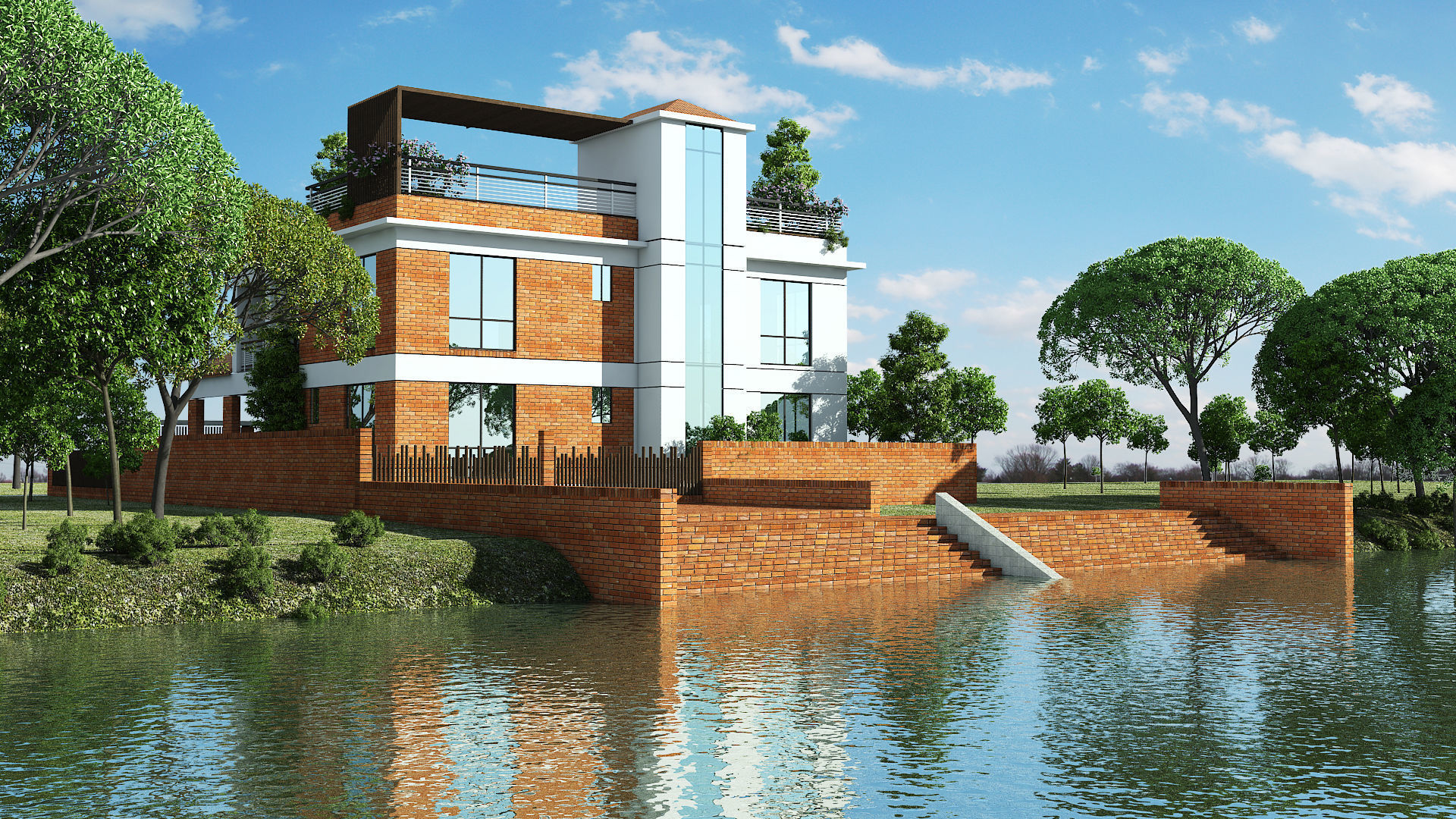 Modern Duplex Exterior Design 3D model | CGTrader